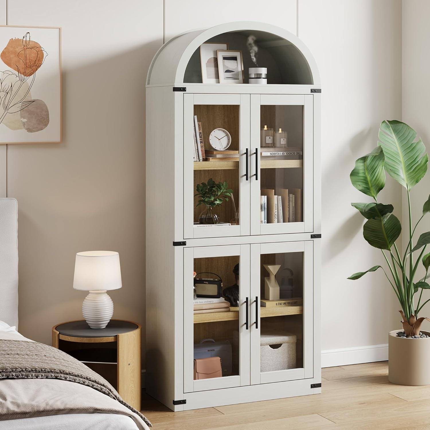 Home Office Bookshelf with Doors Farmhouse Bookcase 15.83in Depth ...