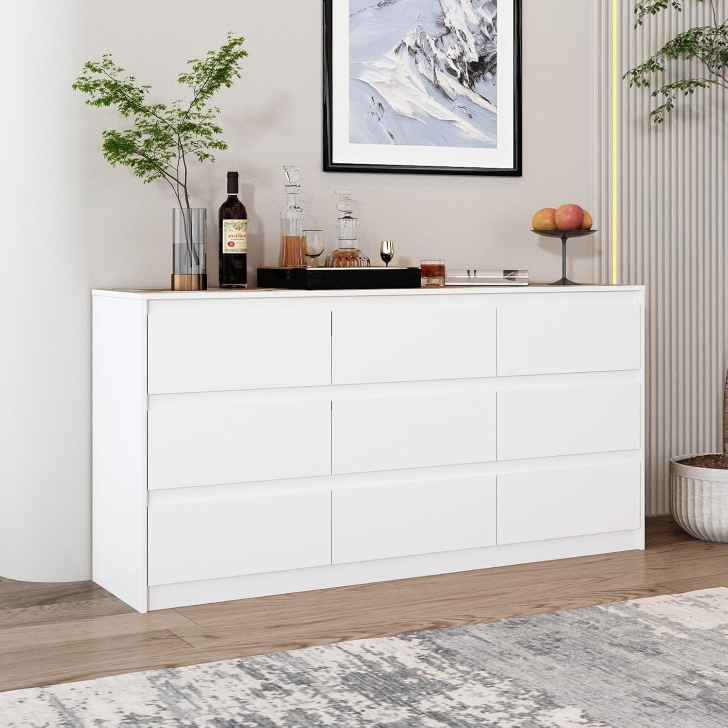 Home Office Cabinet with 9 Storage Units, 63” Lateral File Cabinet with ...