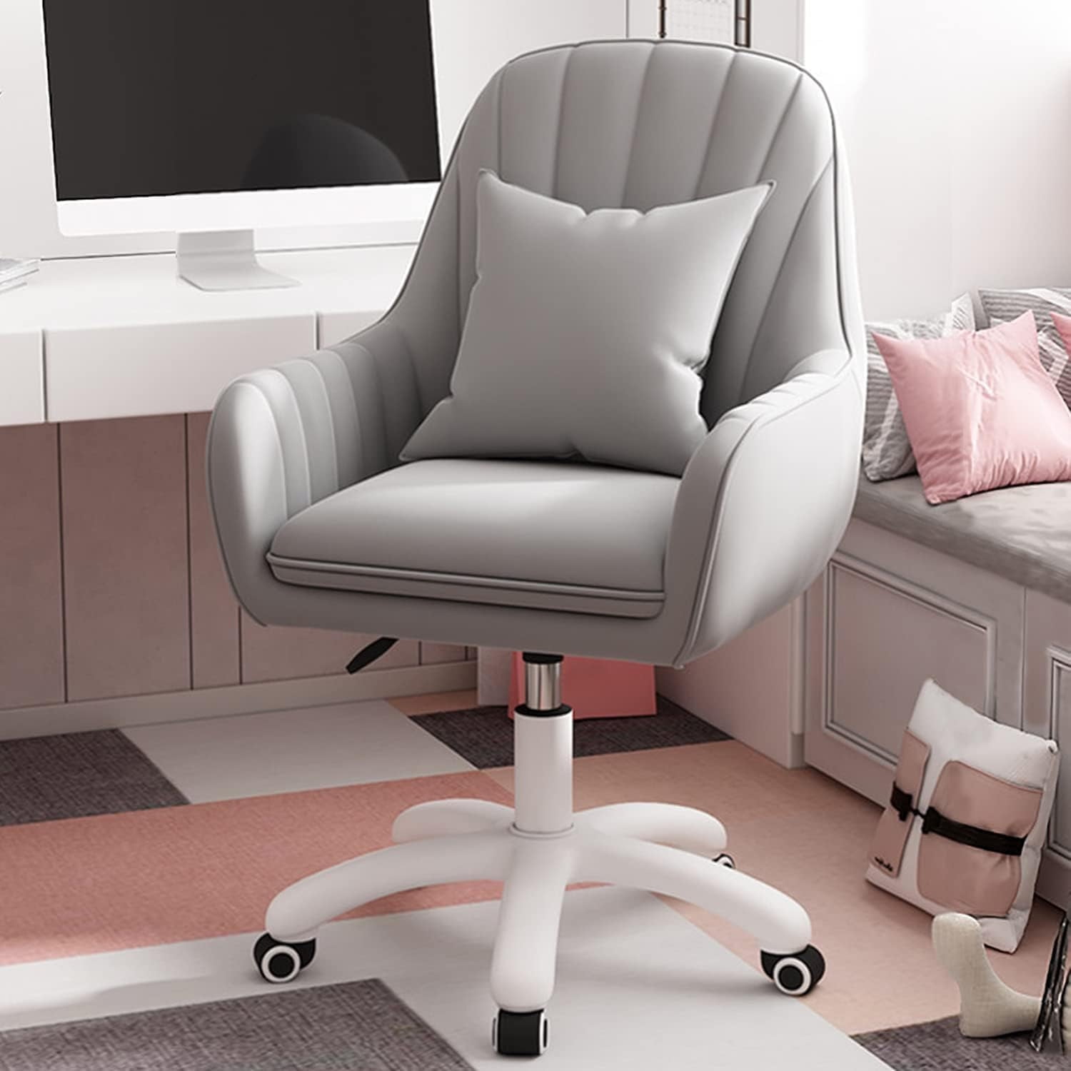 Home Office Chair Computer Chair with Mid-Back Upholstered Modern ...