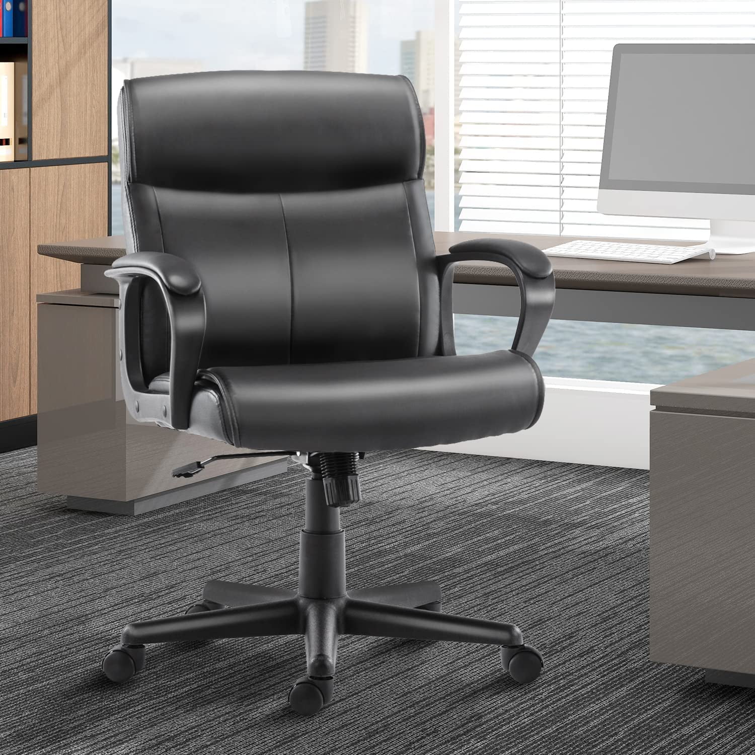 Home Office Chair Mid-Back Office Computer Desk Chair with Armrest ...