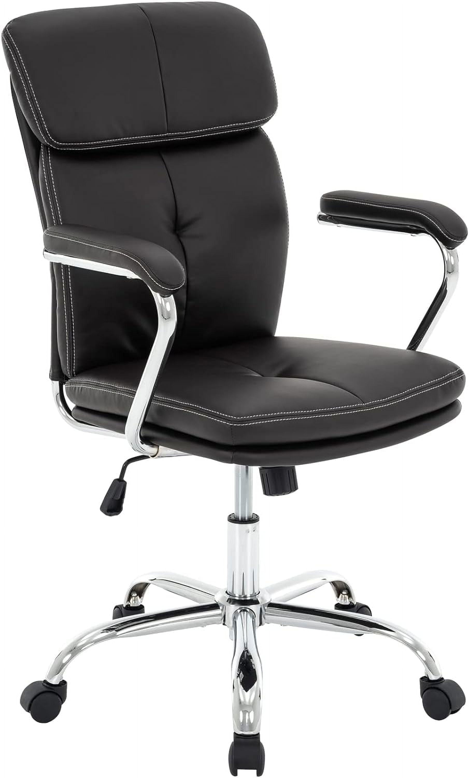 Home Office Chair, Modern Upholstered Mid-Back PU Leather Task Desk ...