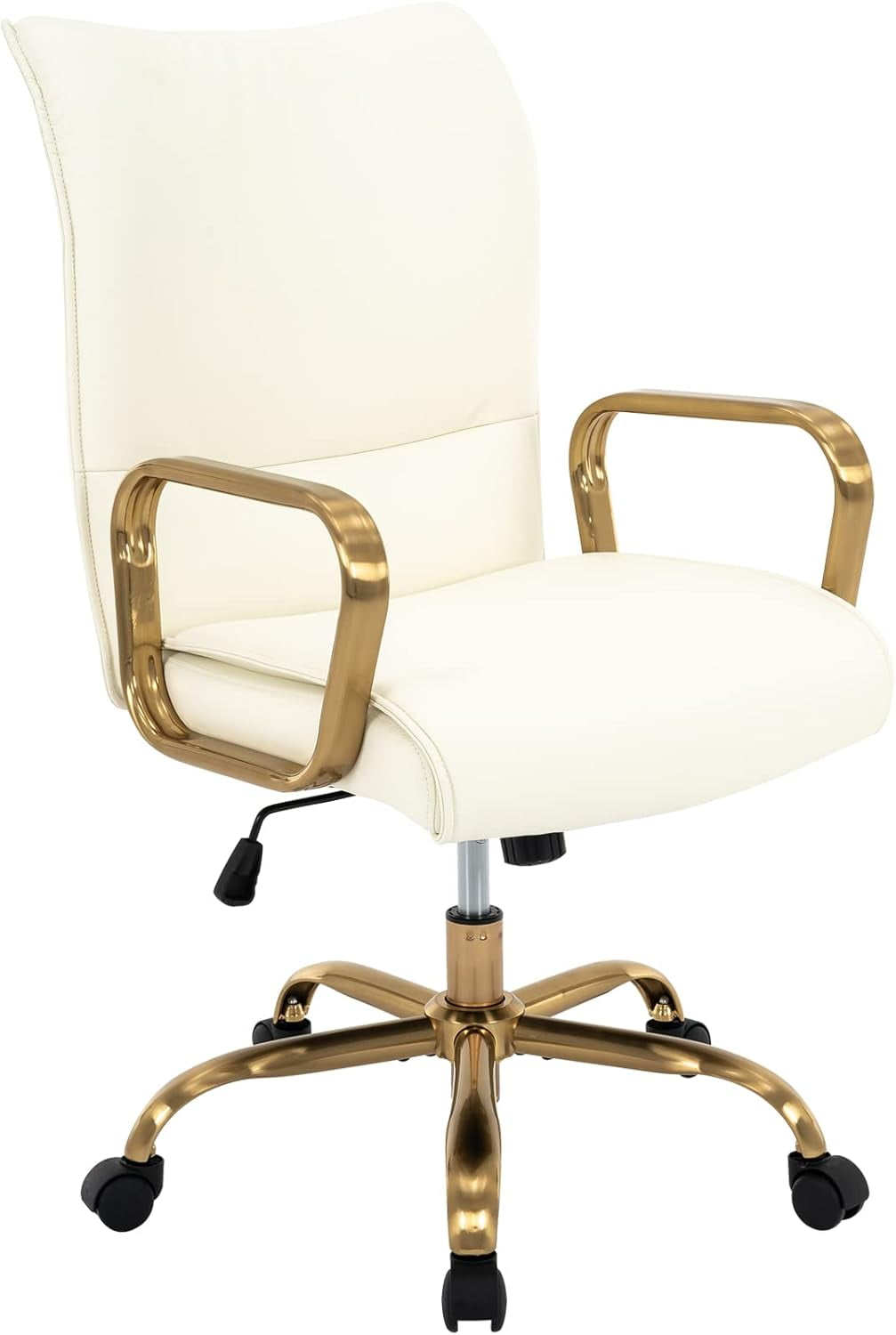 Home Office Chair, Modern Upholstered Mid-Back PU Leather Task Desk ...