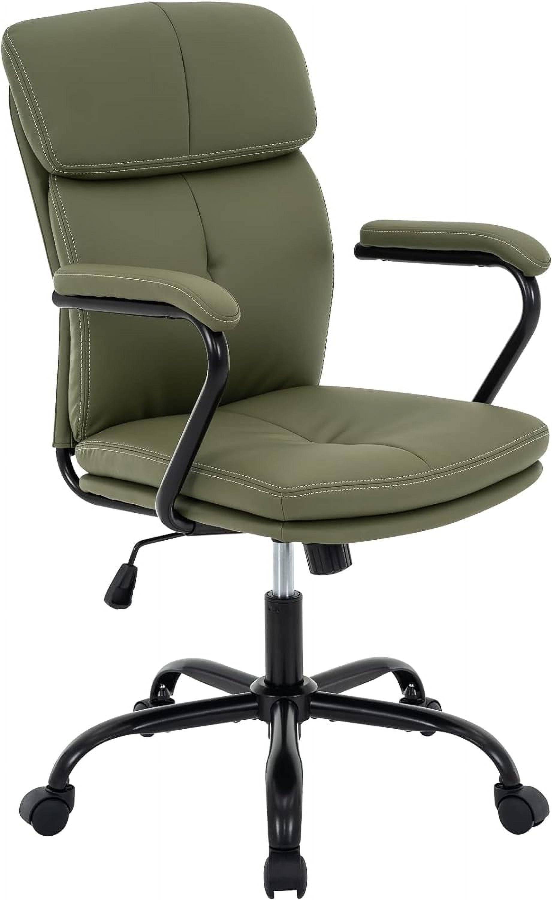 Home Office Chair, Modern Upholstered Mid-Back PU Leather Task Desk ...
