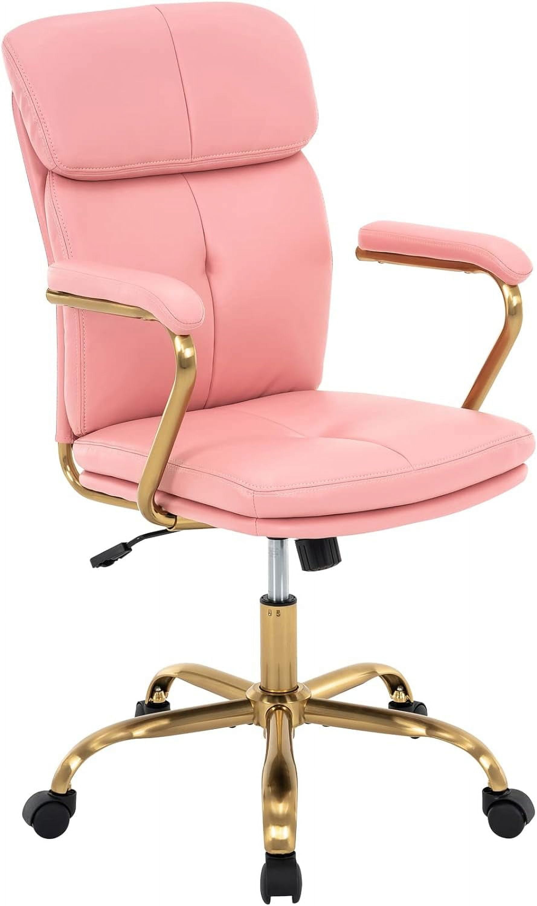 Home Office Chair, Modern Upholstered Mid-Back PU Leather Task Desk ...
