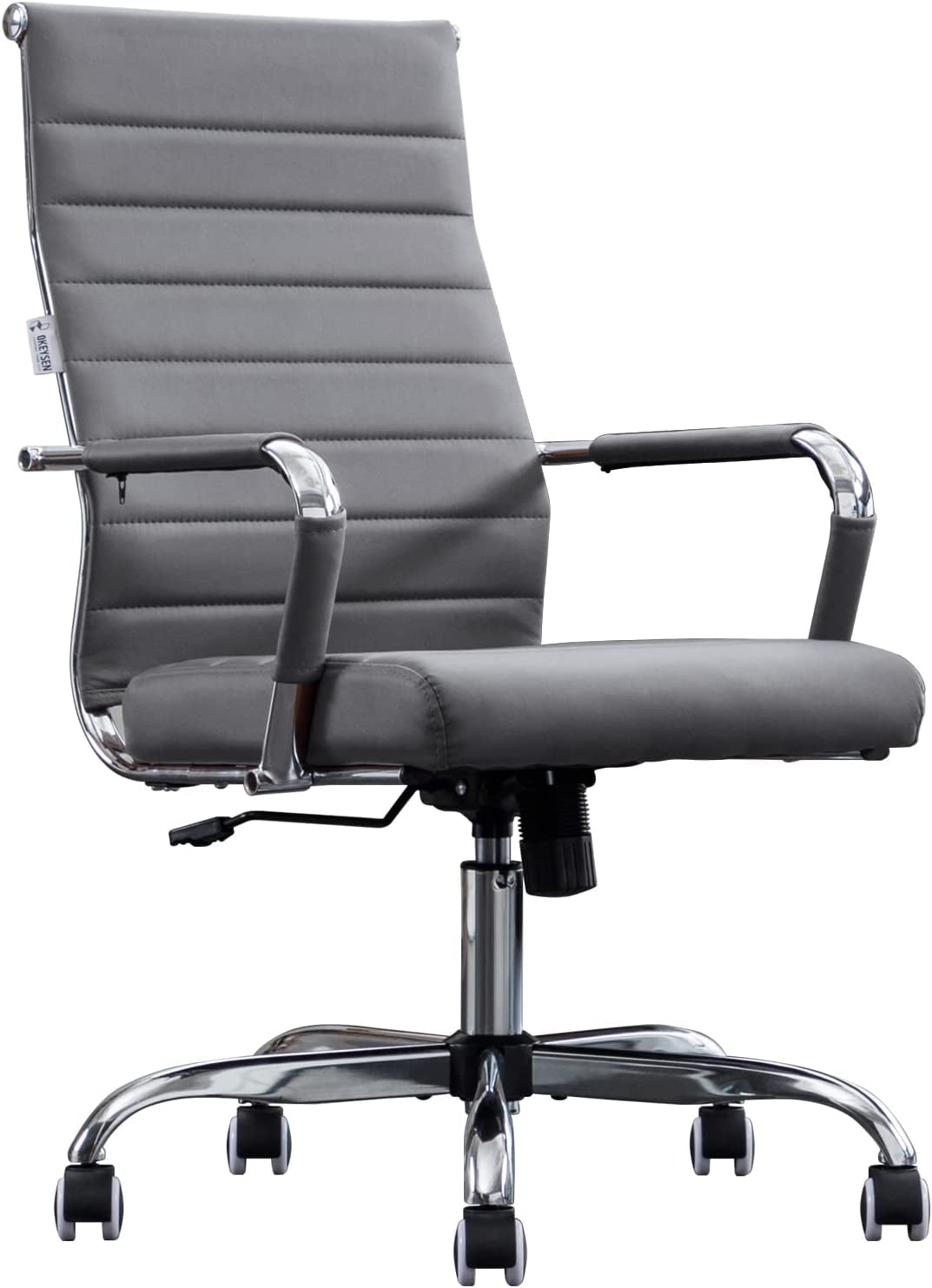Home Office Chair Ribbed, Modern Leather Conference Room Chairs ...
