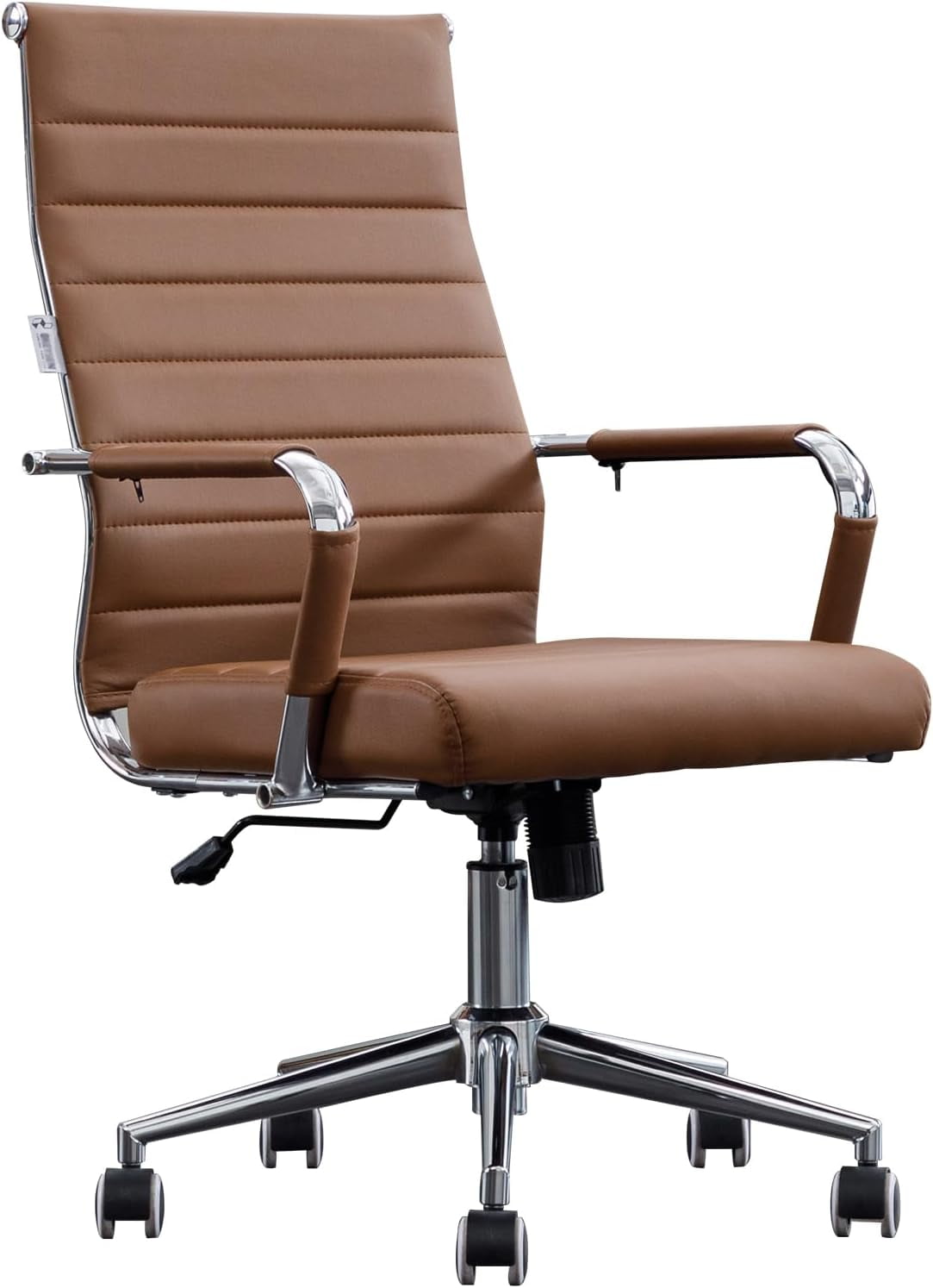 Home Office Chair Ribbed, Modern Leather Conference Waiting Room Chairs ...