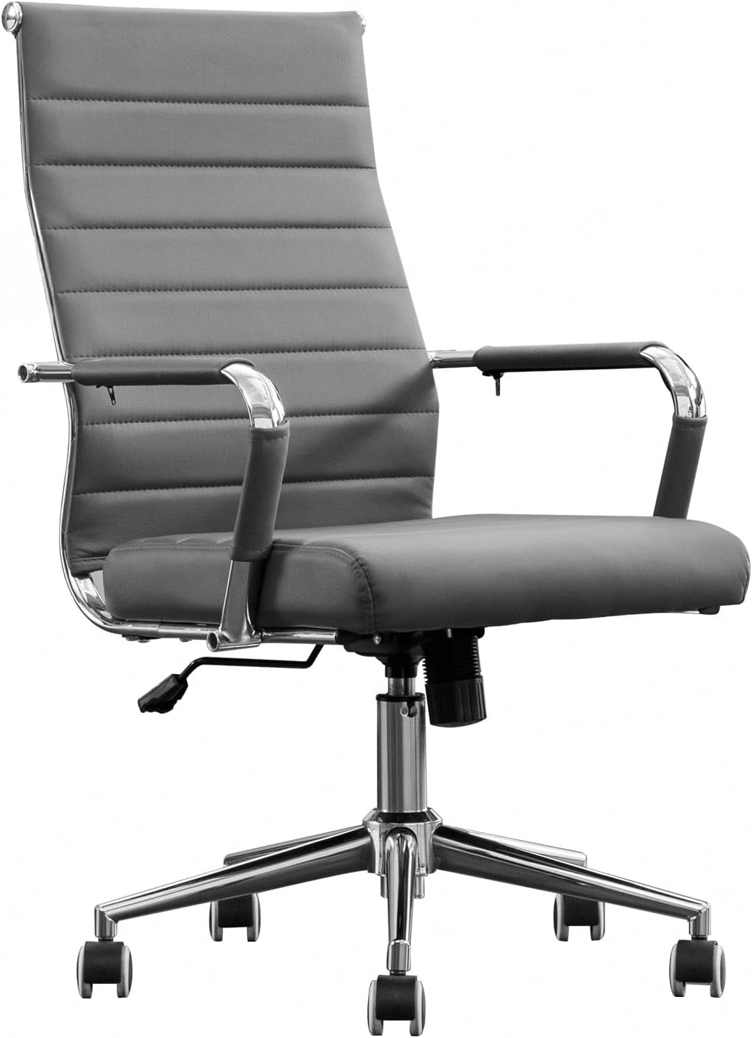 Home Office Chair Ribbed, Modern Leather Conference Waiting Room Chairs ...