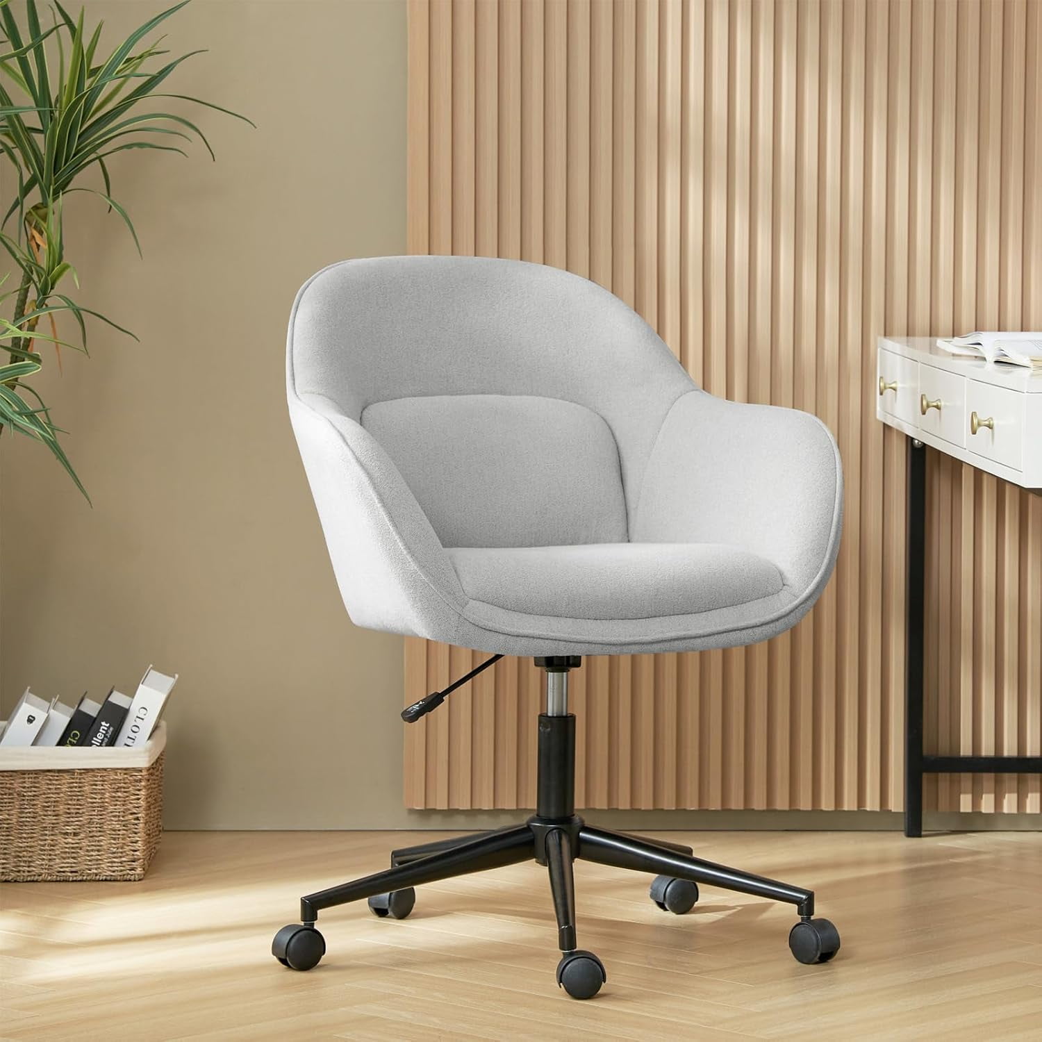 Home Office Chair with Smooth-Rolling Casters, Metal Base Swivel ...