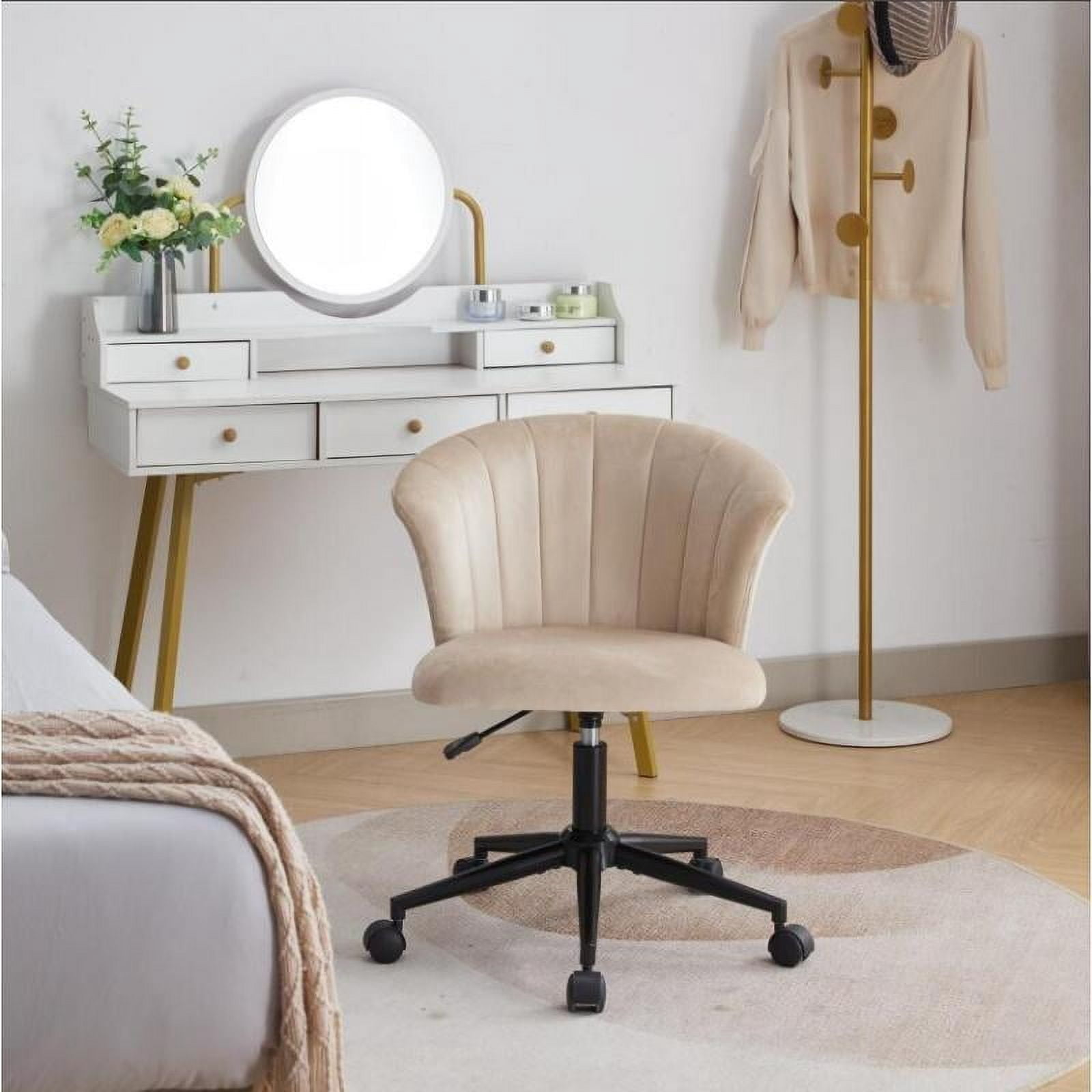 Home Office Chair, Velvet Fabric Swivel Flower Shape Computer Desk ...