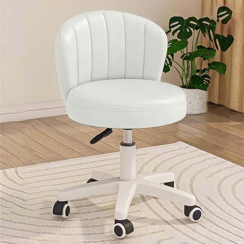Home Office Chair with Wheels PU Leather Swivel Drafting Chair with ...