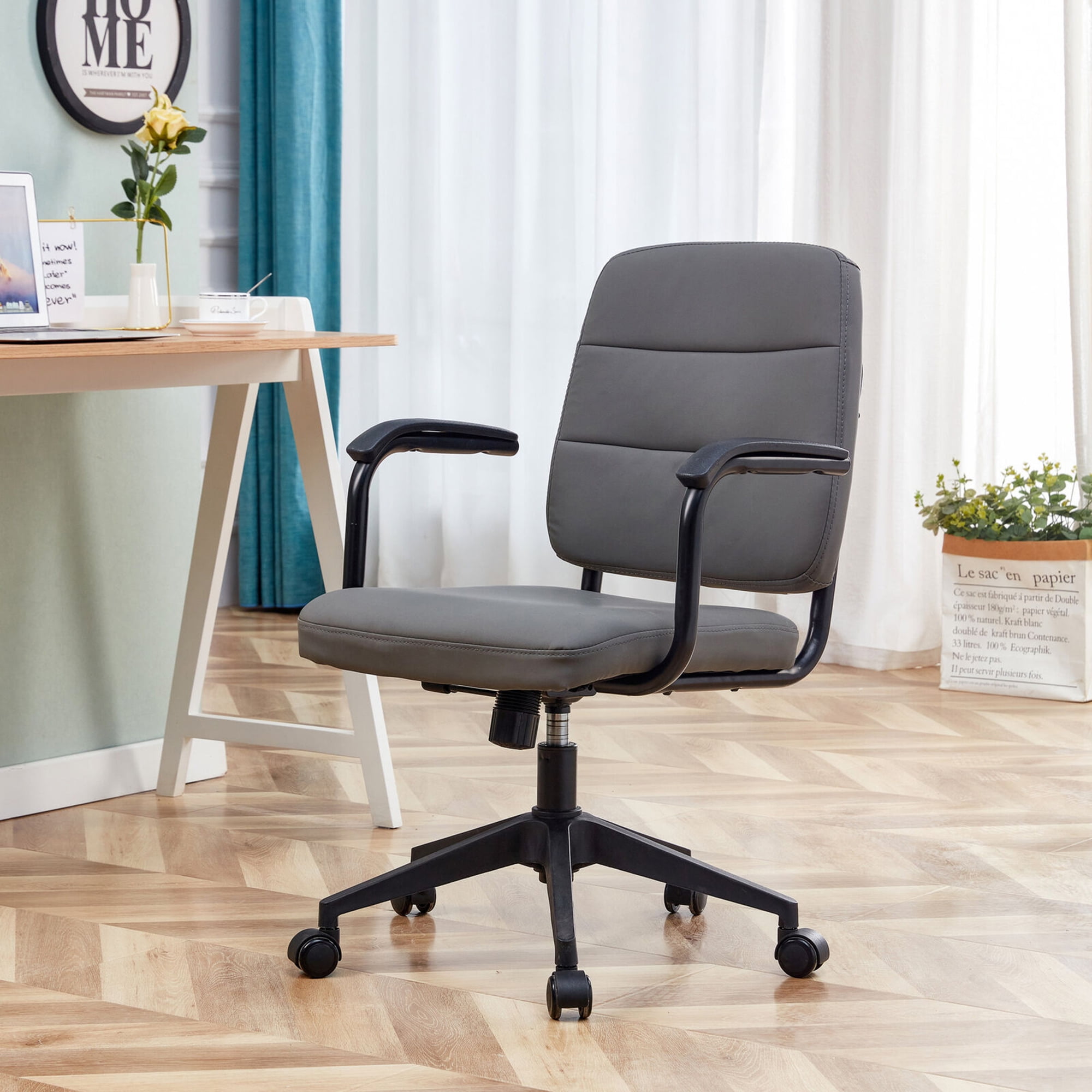 Home Office Chairs Mid Back Computer Desk Chair Swivel Rolling Chair ...