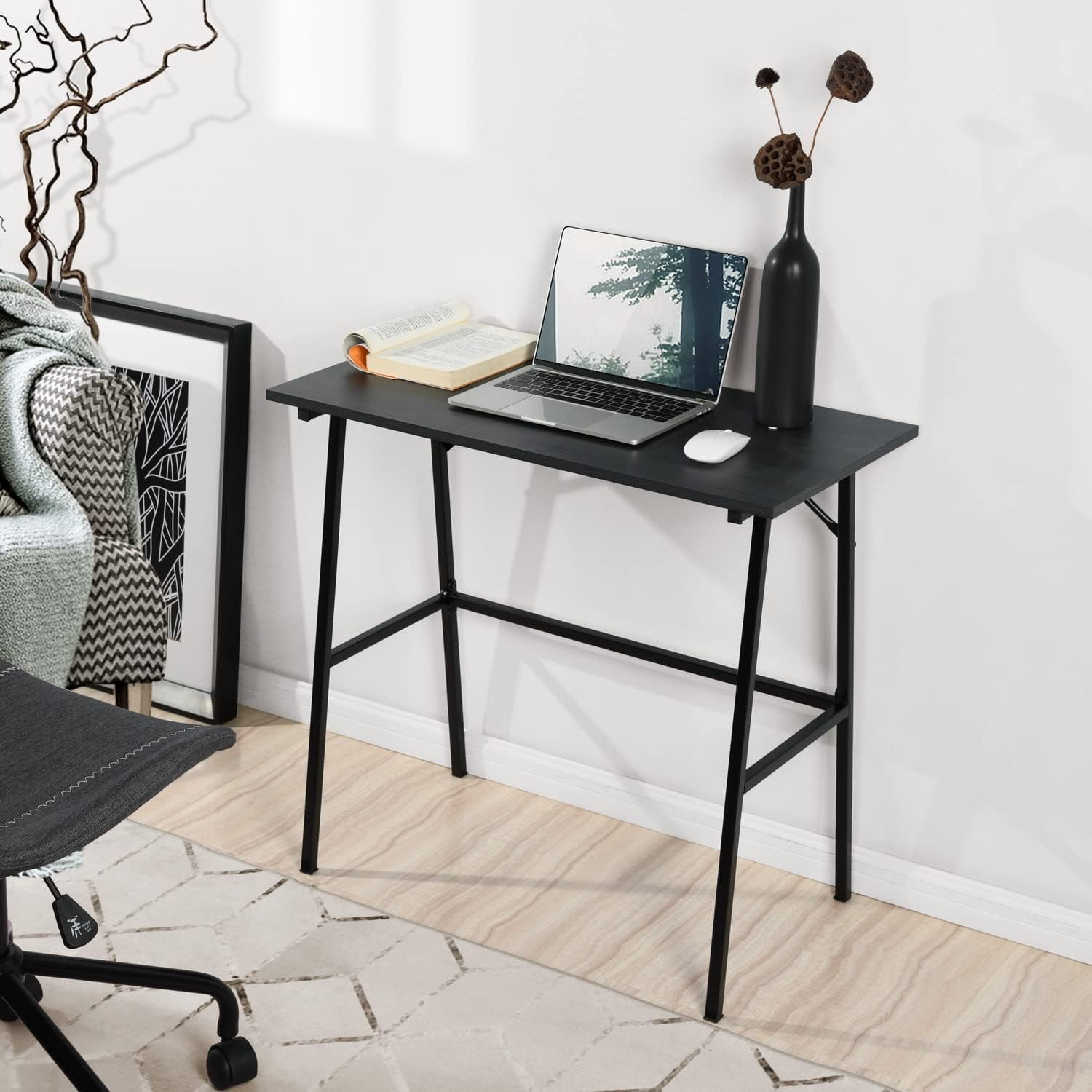 Home Office Computer Desk, Compact Writing Desk Study Desk with Metal ...