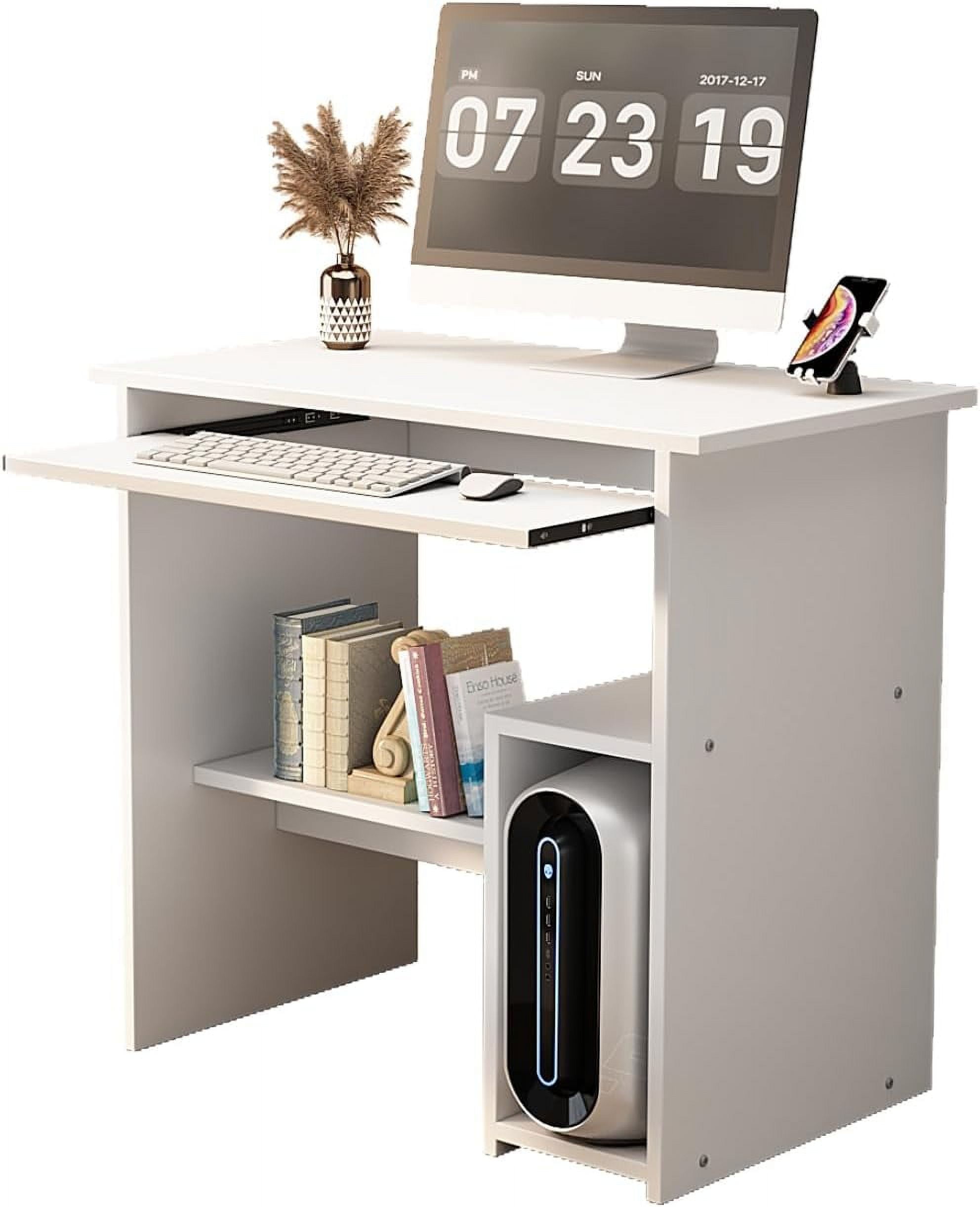 Home Office Computer Desk with Monitor Stand Keyboard Tray, 29.5 Inch ...