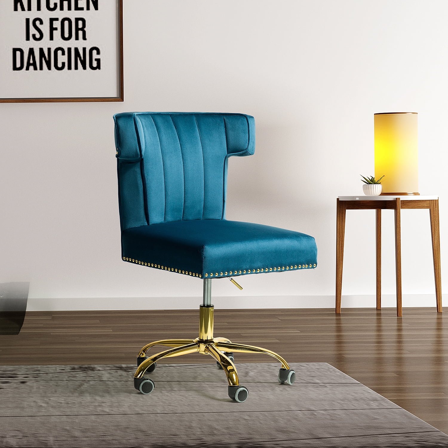 Home Office Computer Desk Table Chair Wingback Tufted Back Adjustable ...