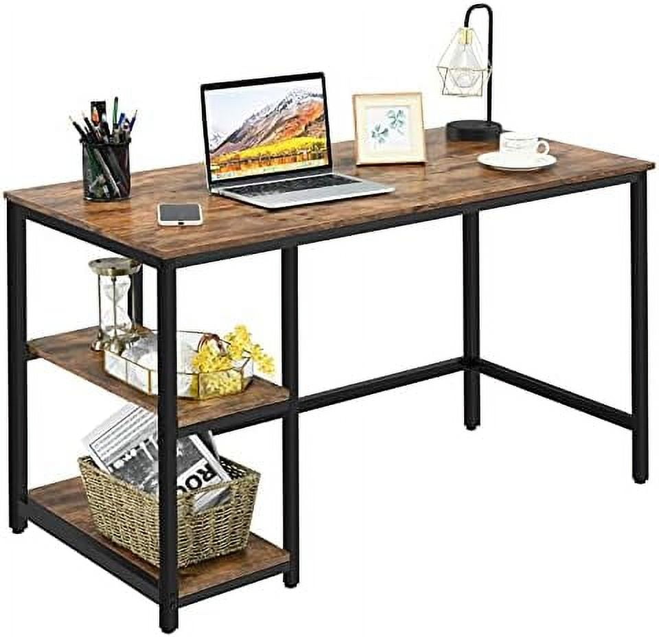 Home Office Computer Desk with 2 Shelves Industrial Study Writing Desk ...