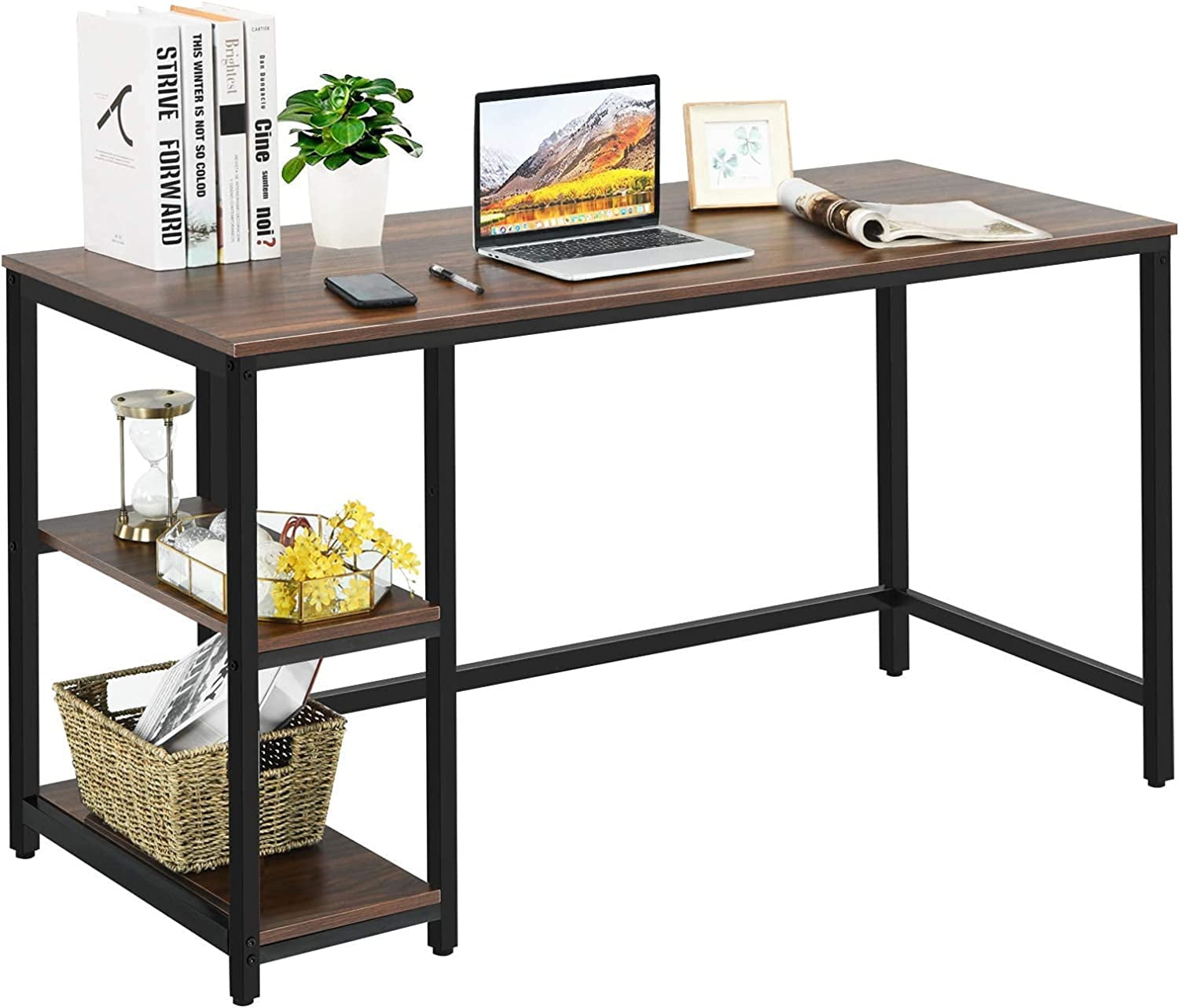 Home Office Computer Desk with 2 Storage Shelves, Industrial Study ...