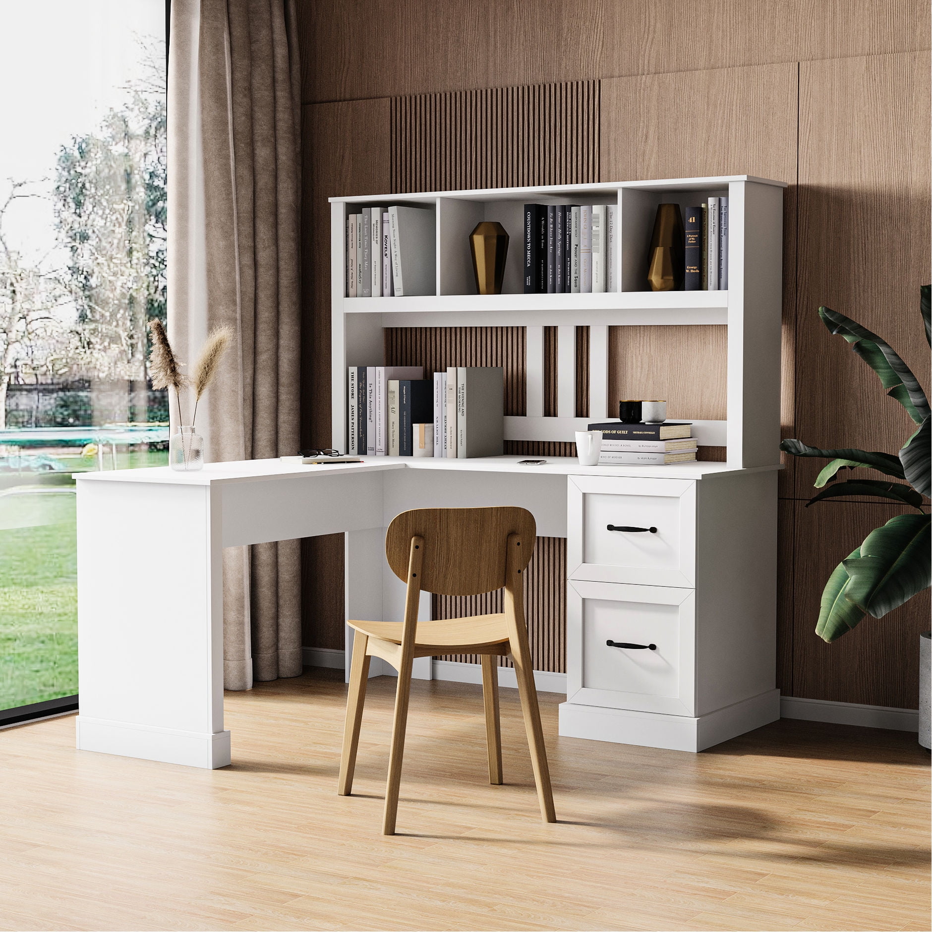 Home Office Computer Desk with Hutch | Offers Ample Storage in Study ...