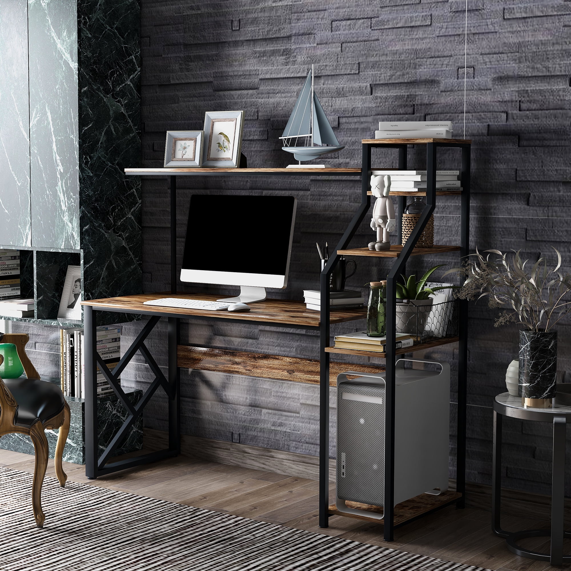 Home Office Computer Desk with Hutch and Shelf /Writing Study Table ...