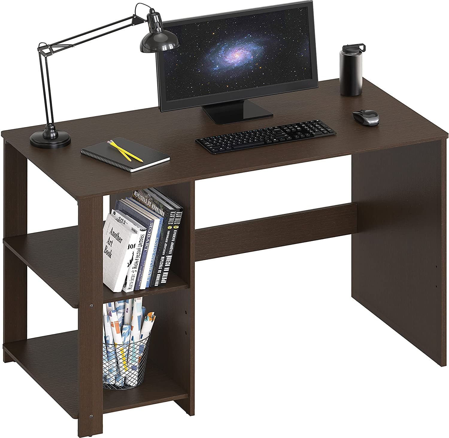 Home Office Computer Desk with Shelves, Espresso - Walmart.com