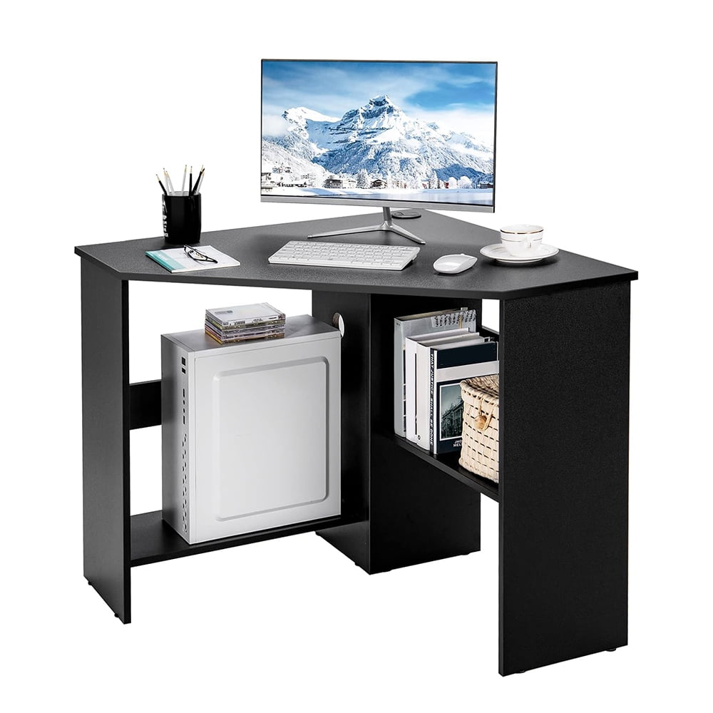 Home Office Corner Desks, Makeup Vanity Desk with Storage Shelves and ...