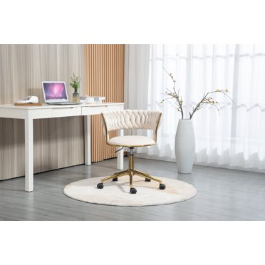 BELLEZE Kaylee Office Chair Upholstered Velvet Seashell Swivel Desk ...