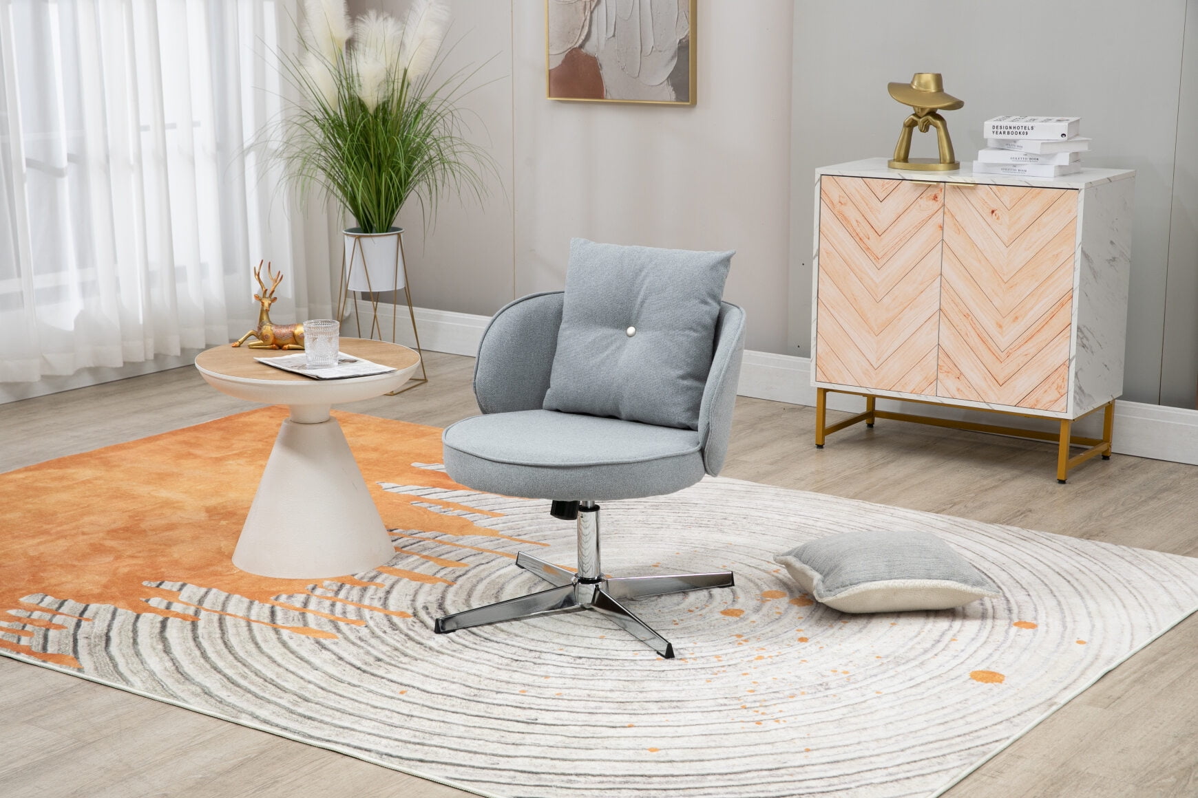 Home Office Desk Chair, Accent Chair Vanity Chair with Pillow, Modern ...