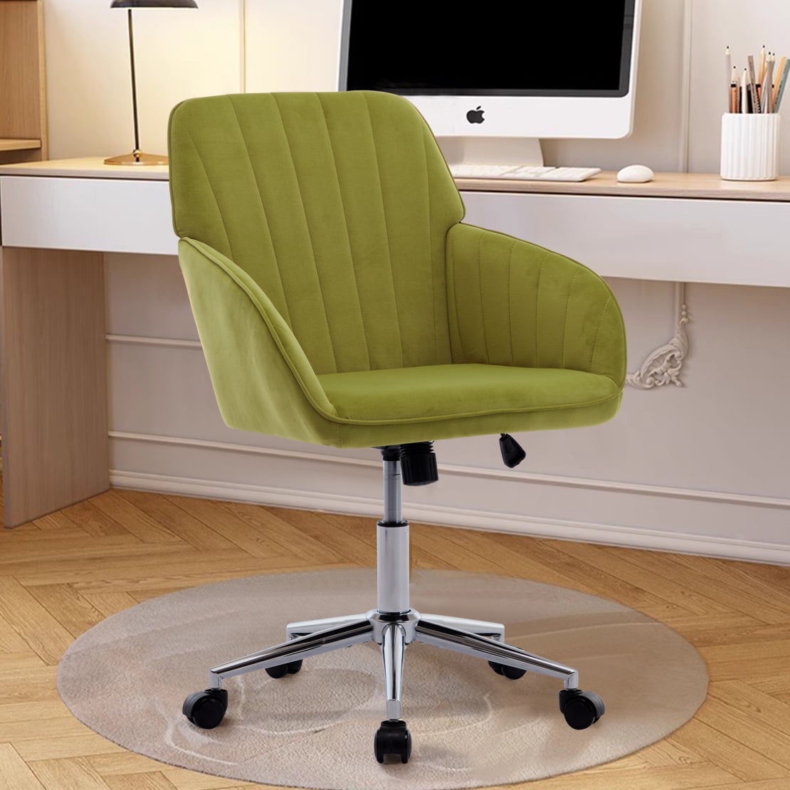 Home Office Desk Chair, Arm Chair with Wheels Swivel, Adjustable Height ...