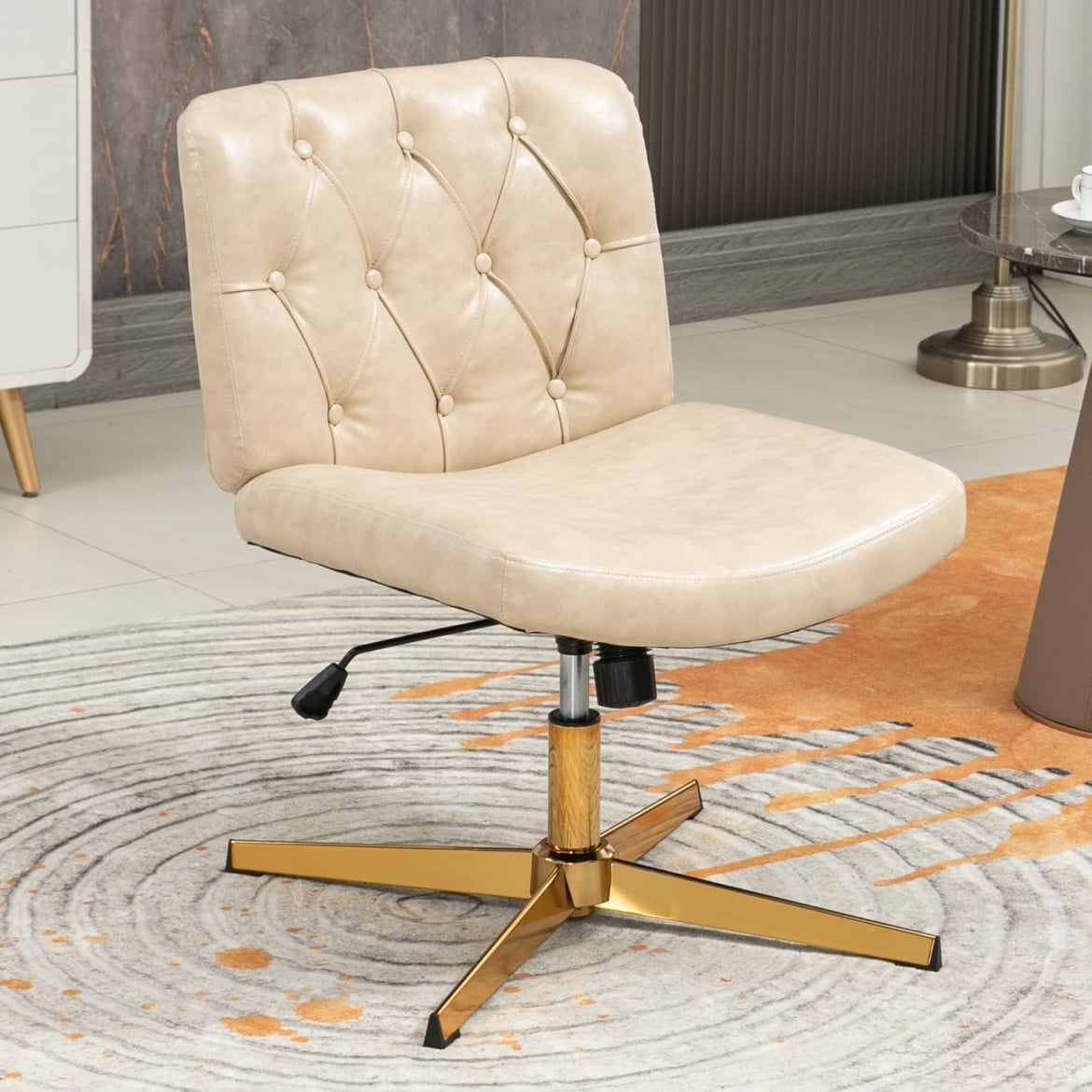Home Office Desk Chair, Armless Swivel Wide Desk Chair, Modern ...