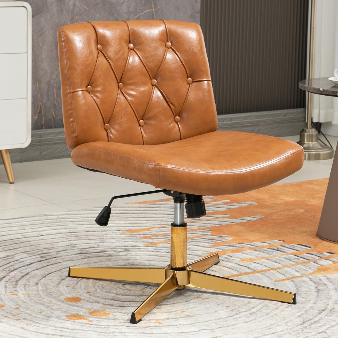 Home Office Desk Chair, Armless Swivel Wide Desk Chair, Modern ...
