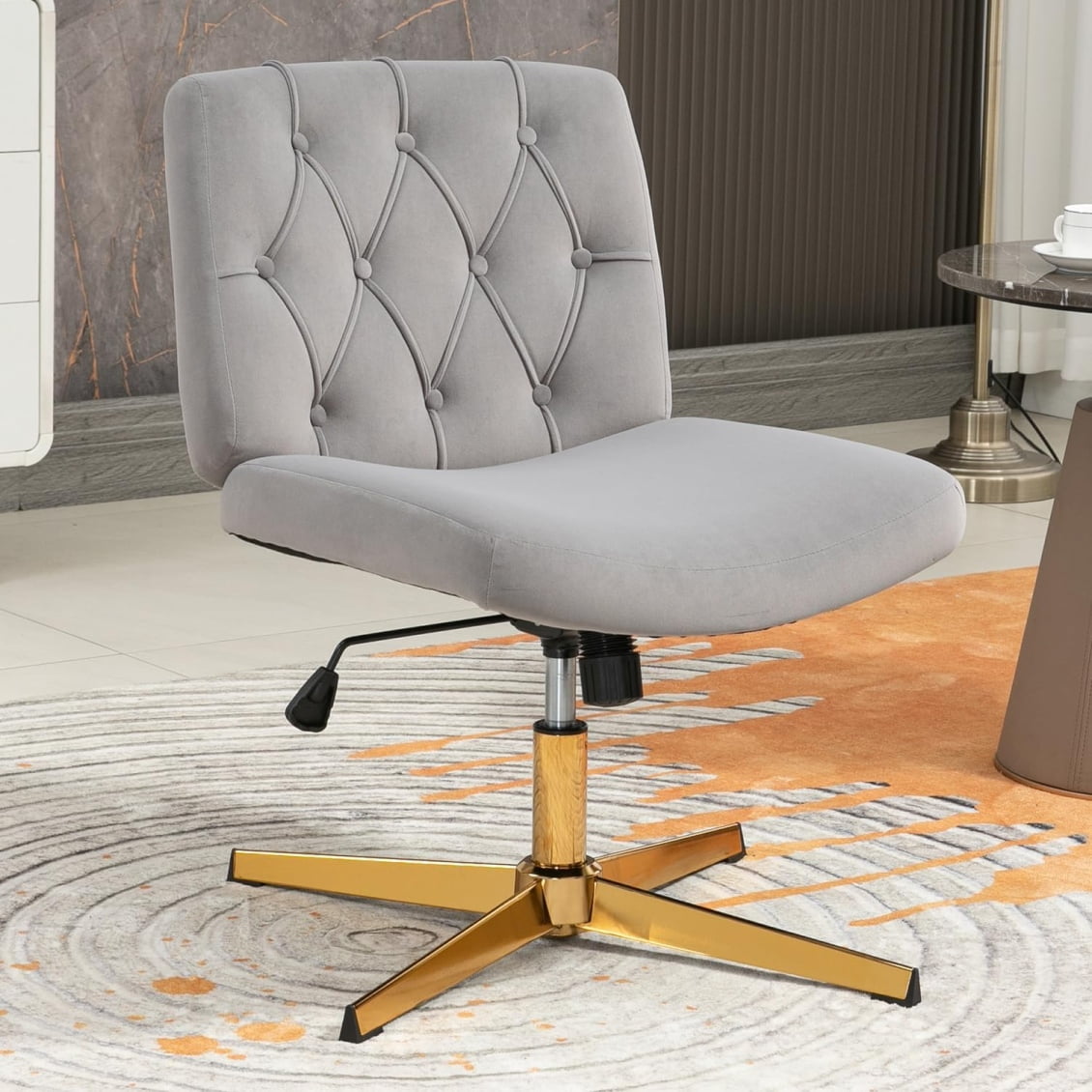 Home Office Desk Chair, Armless Swivel Wide Desk Chair, Modern ...