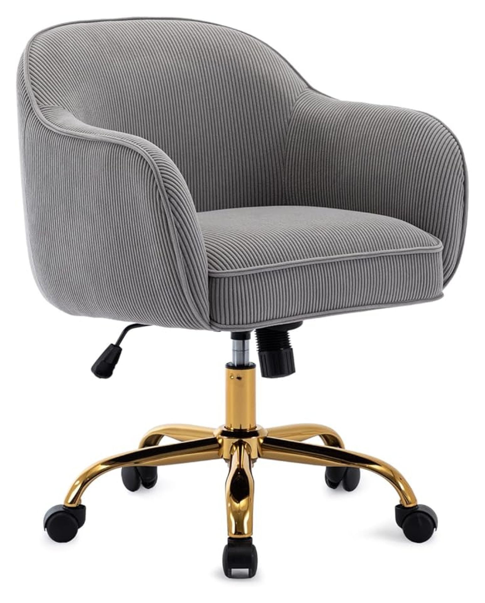 Home Office Desk Chair with Arms Wheels Modern Upholstered Rolling ...