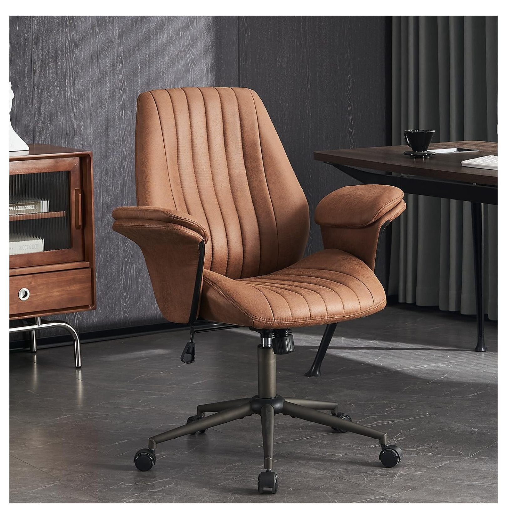 Home Office Desk Chair with Back Support, White Ergonomic Office Chair ...