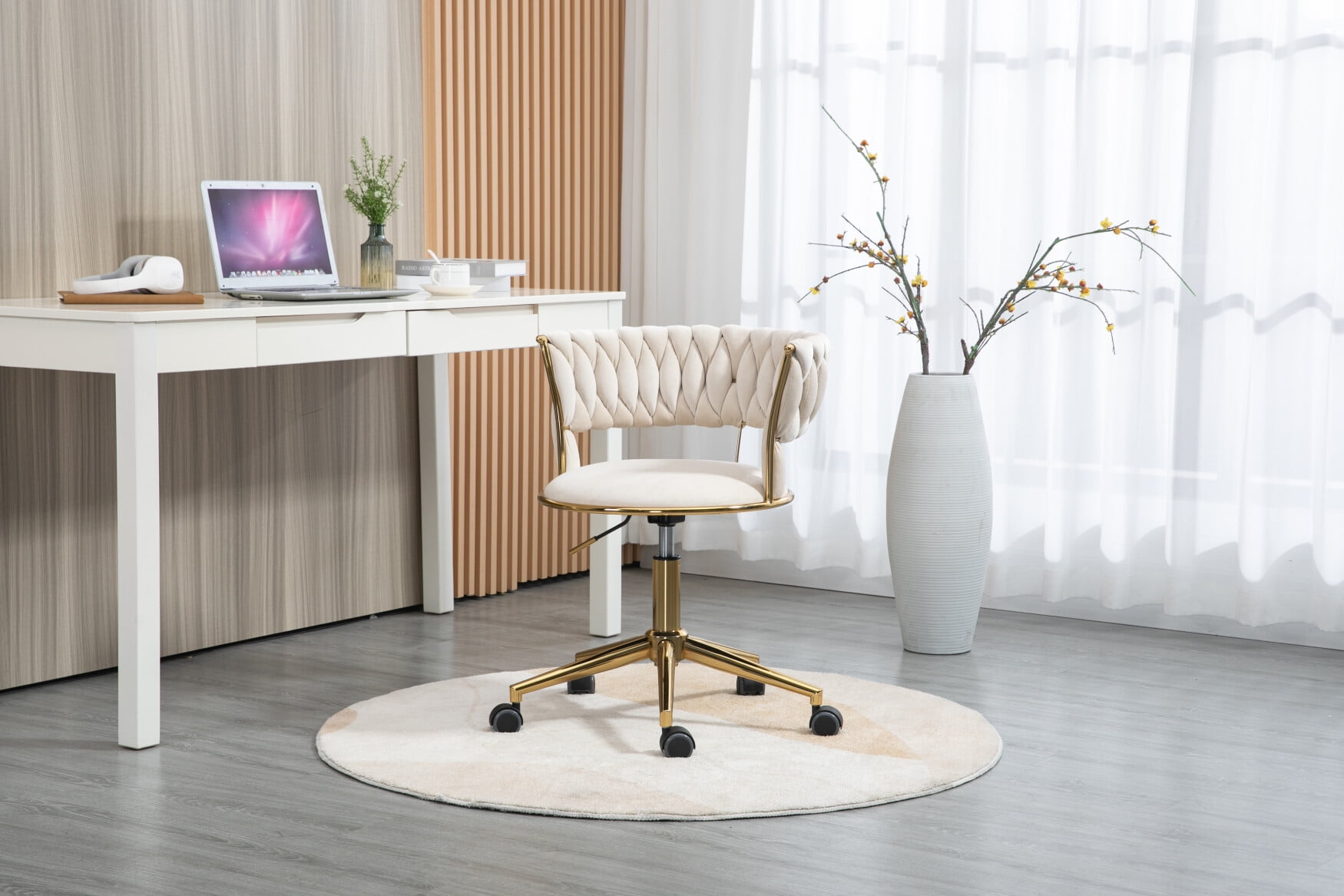 Home Office Desk Chair, Modern Cute Rolling Vanity Swivel Task Chairs ...