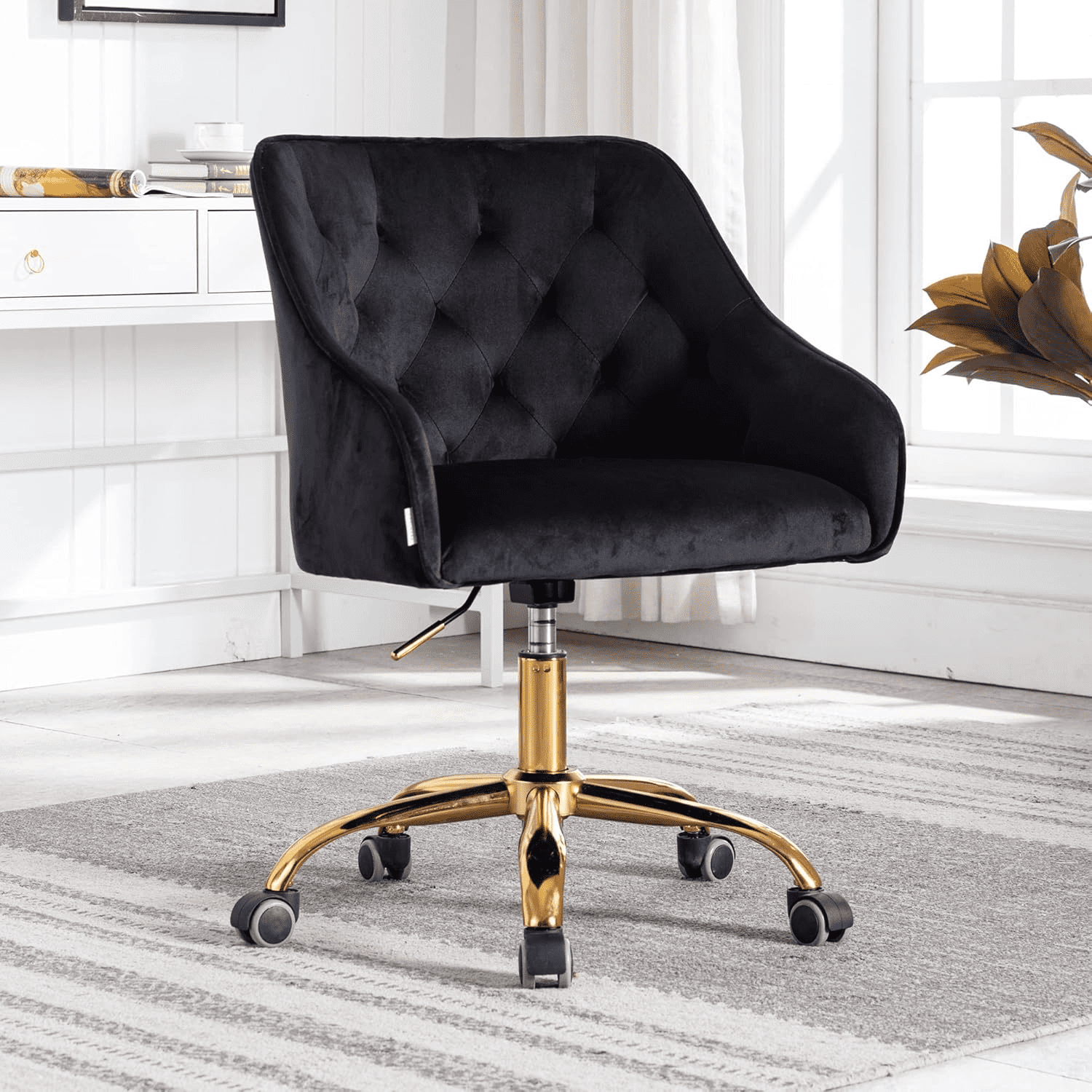 Home Office Desk Chair Modern Velvet Office Computer Chair Height ...