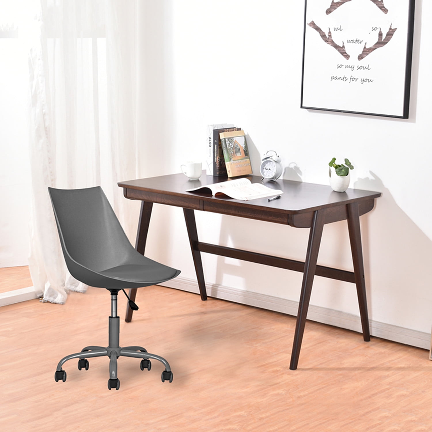 Home Office Desk Chair, PU Leather Adjustable Swivel Office Chair ...