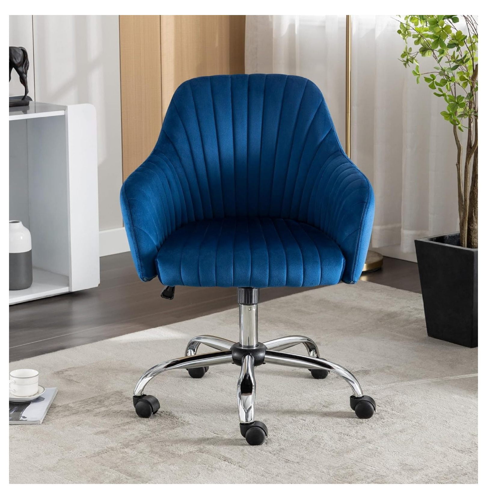 Home Office Desk Chair, Vanity Chair, Modern Velvet Adjustable Low Back ...