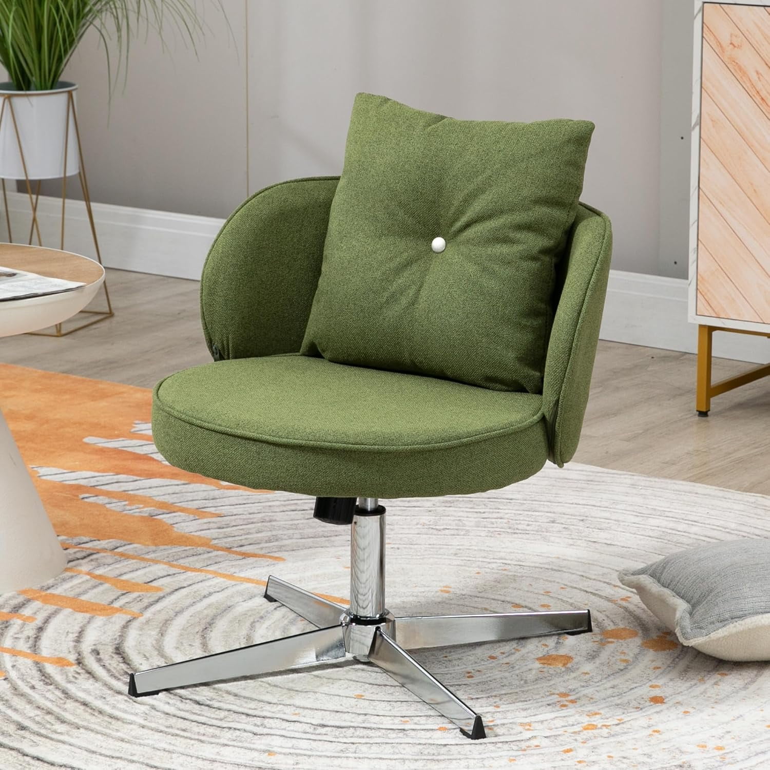 Home Office Desk Chair No Wheels, Cute Armless Desk Chair with Pillow ...