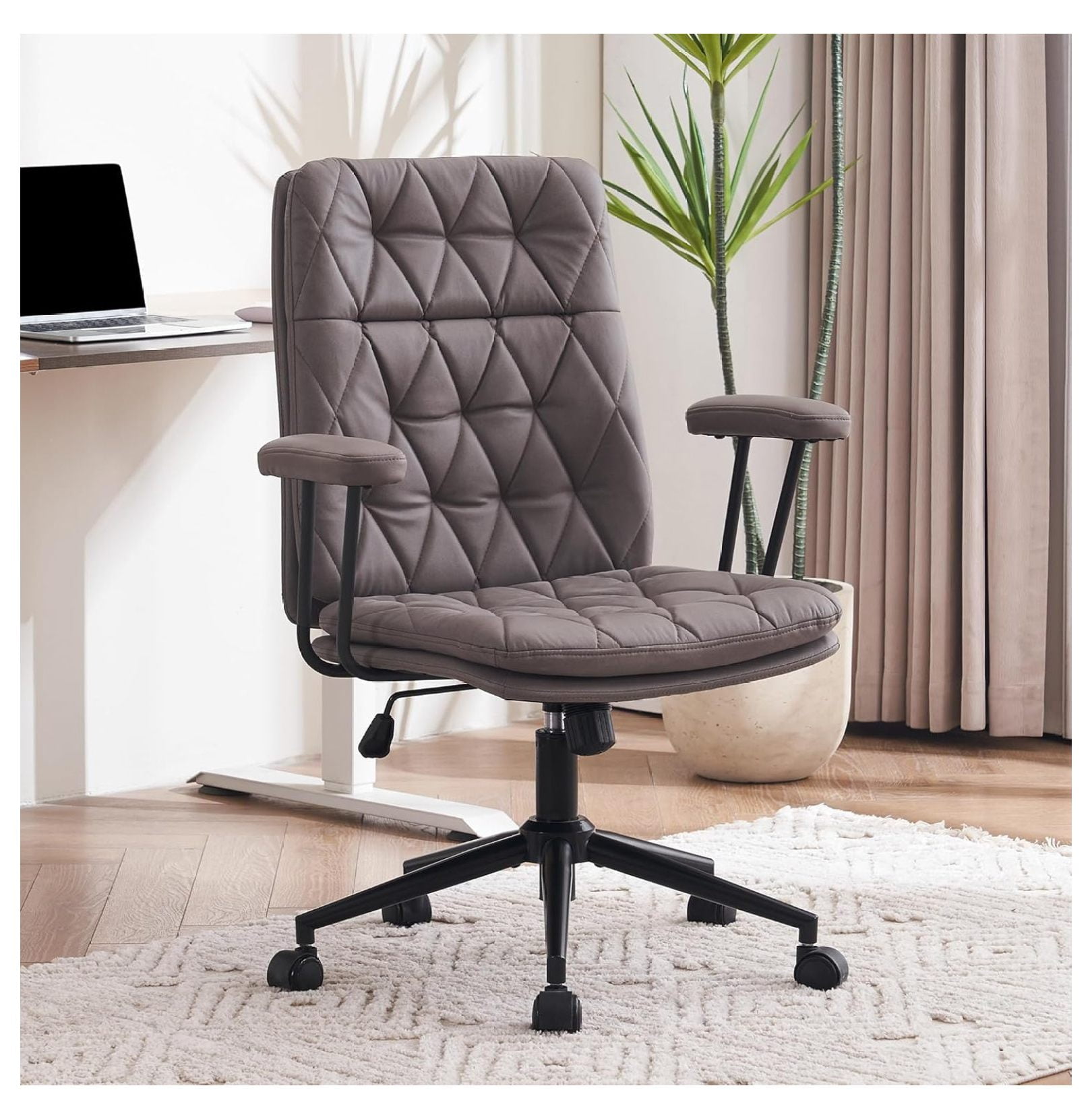 Home Office Desk Chair with Wheels Ergonomic Computer Chair Comfy Back ...