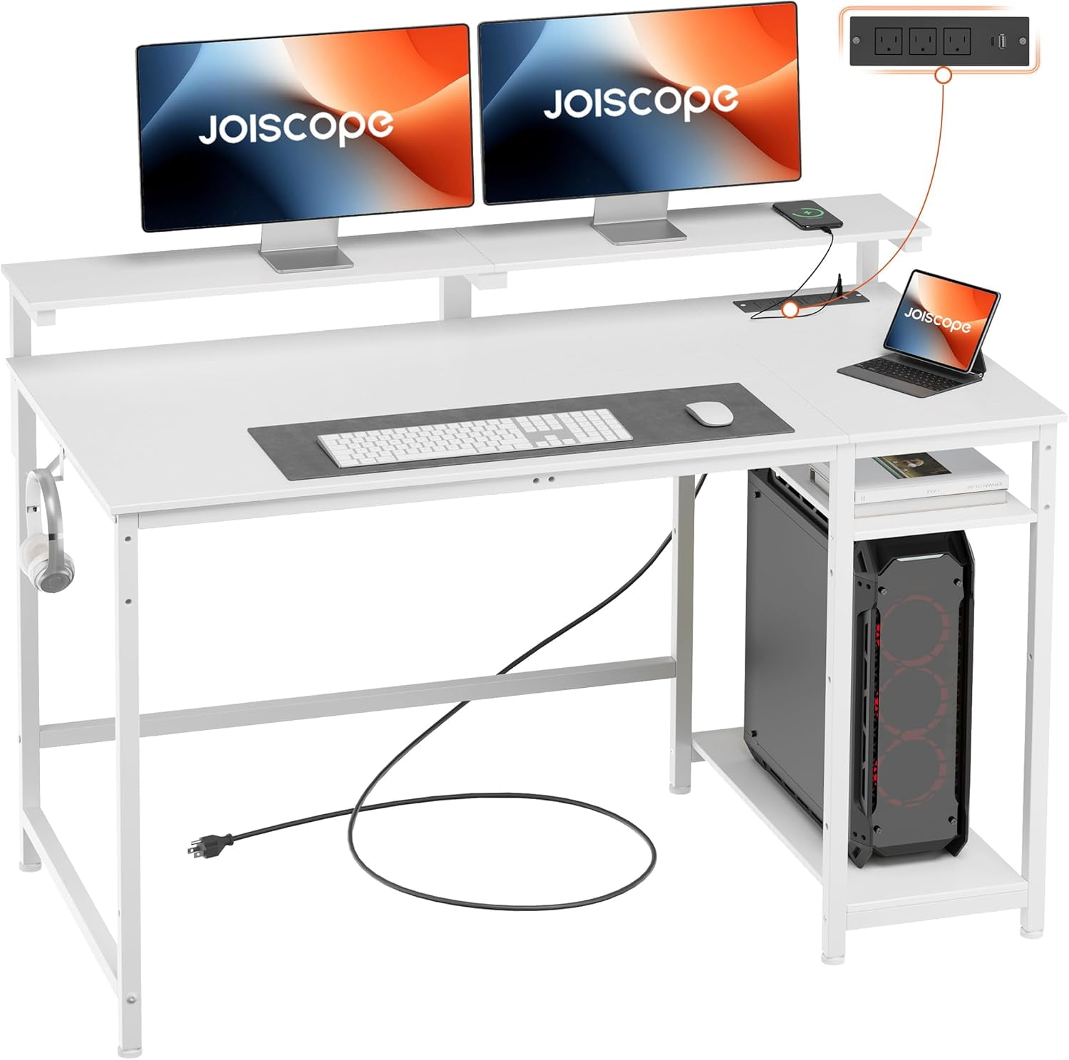 Home Office Desk with Power Outlets (3AC, USB, Type-C), 48 20 Inch ...