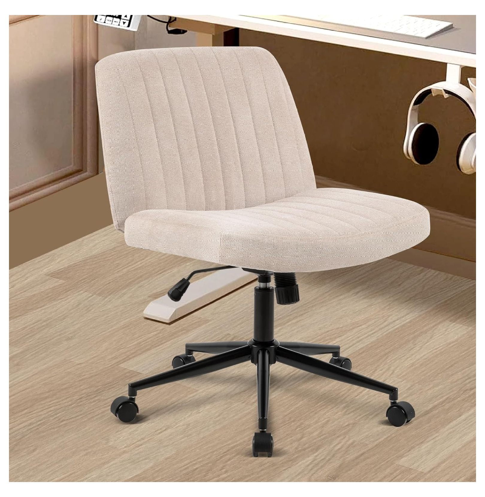 Home Office Desk Swivel Chair with Wheels Armless, Height Adjustment ...
