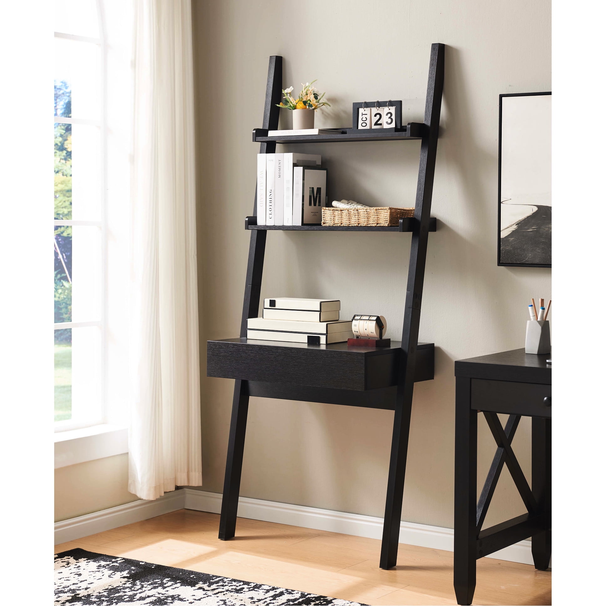 Home Office Desk With Bookcase, One Drawer And Two Shelves, Charisma ...