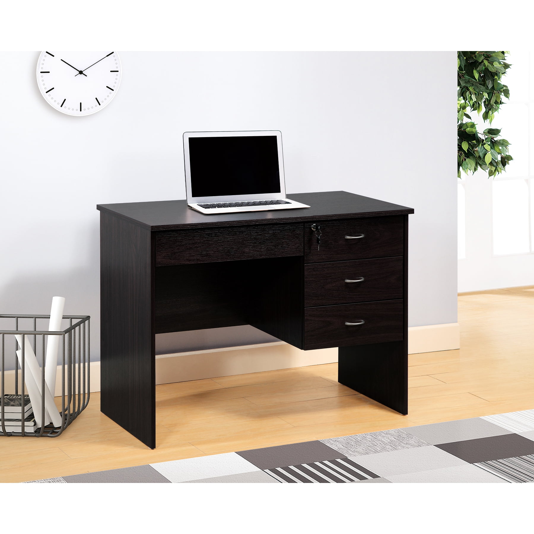 Home Office Desk With Three Locking Drawers And An Efficient Layout ...