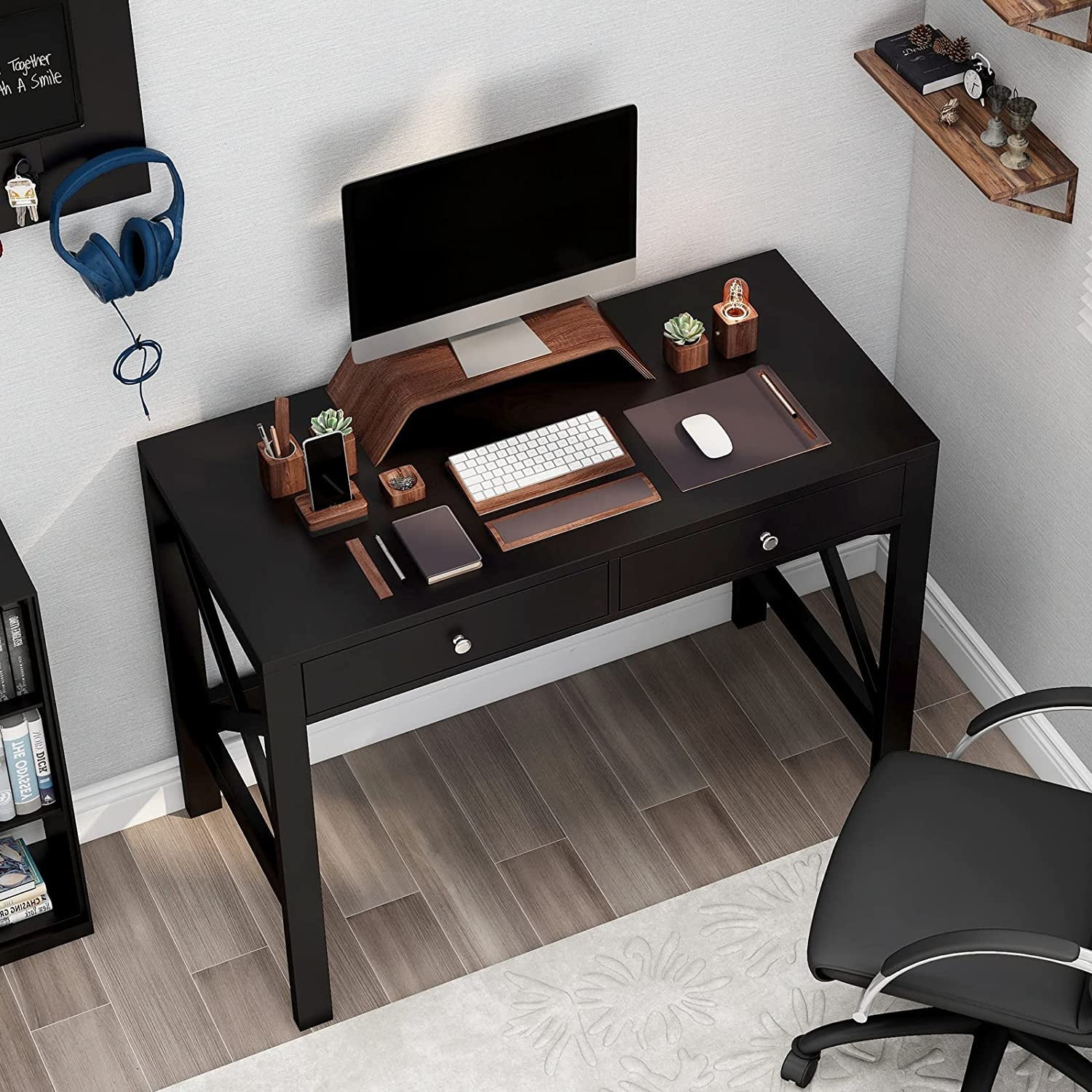 Home Office Desk Writing Computer Table Modern Design Black Desk with ...