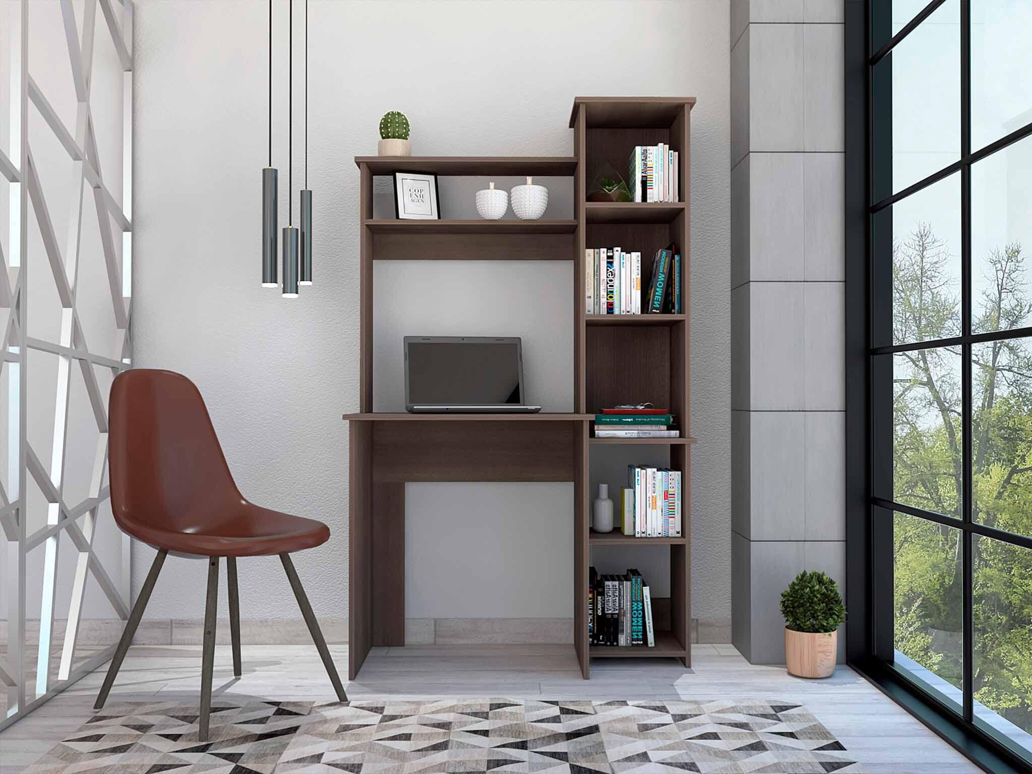 Home Office Desks, Nashville Writing Desk, Six Shelves, Brown Office ...