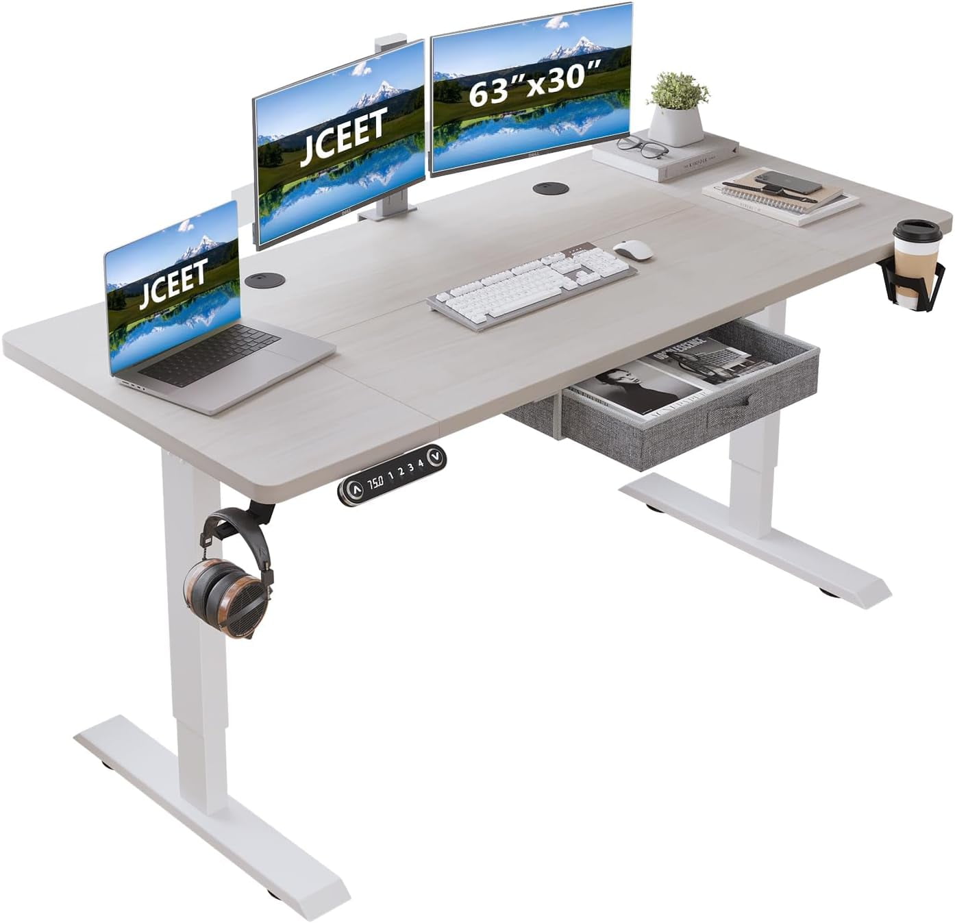 Home Office Electric Standing Desk - Adjustable, Drawer, 4 Splice ...