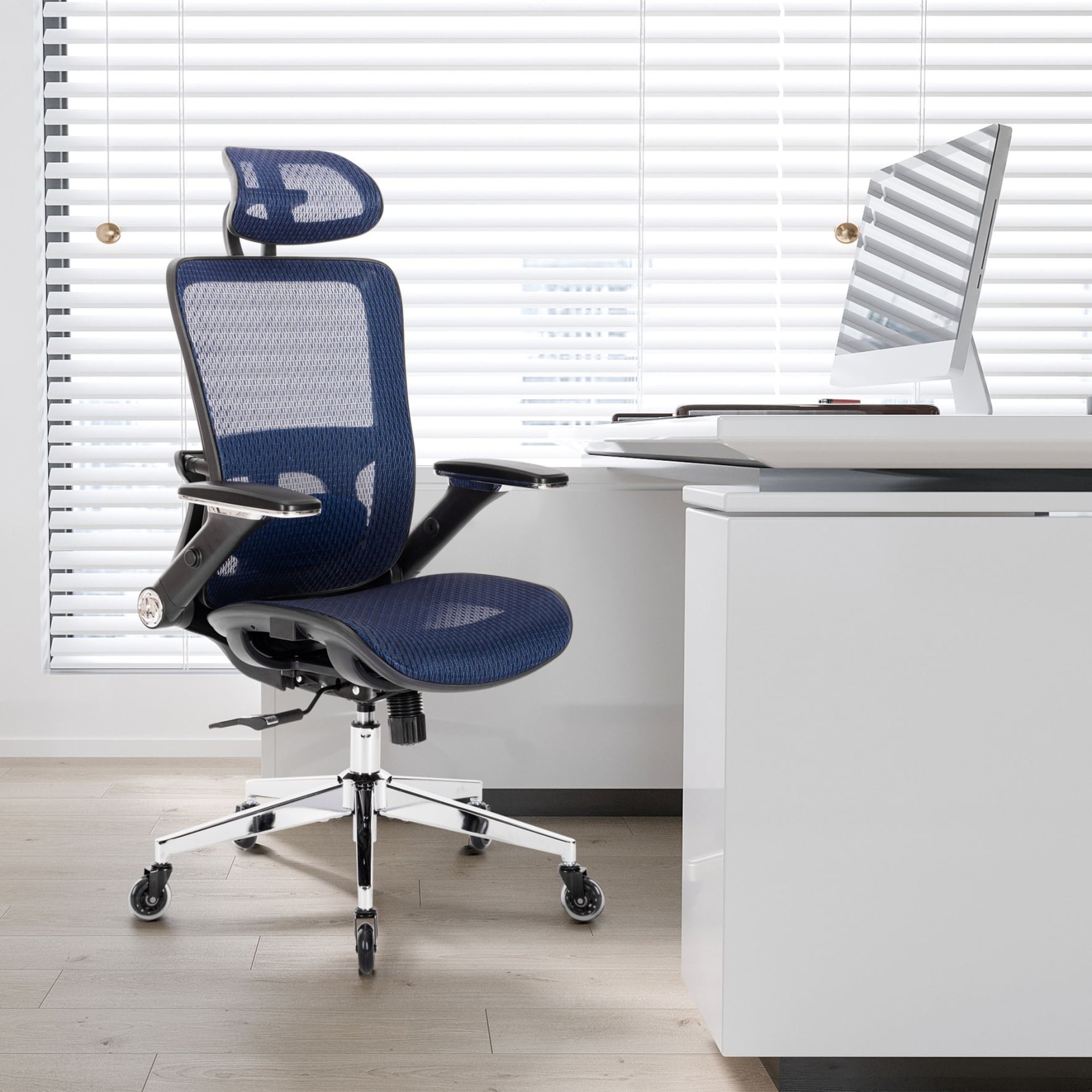 Home Office Ergonomic Swivel Chair with Metal Legs,High Back Chair with ...