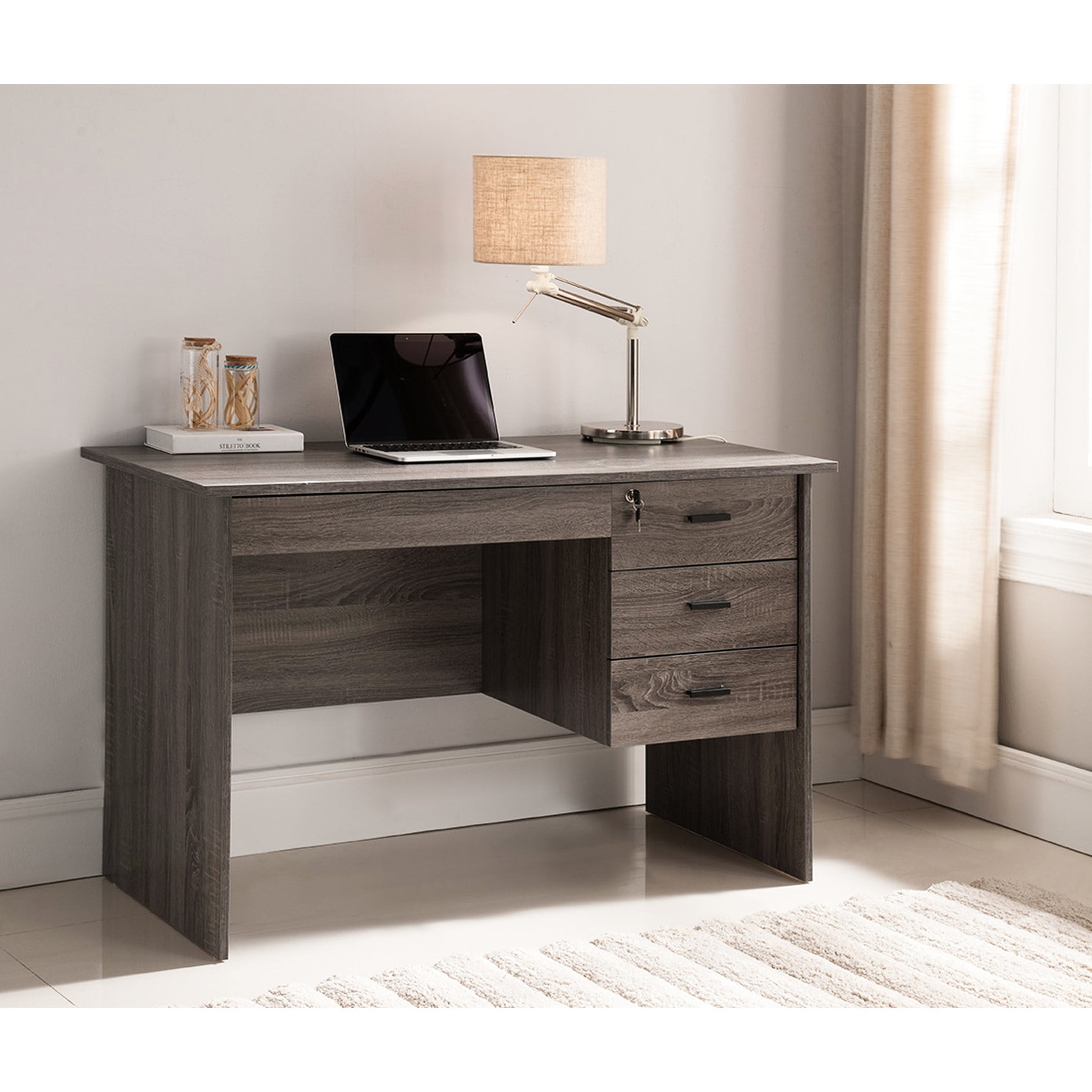 Home Office Executive Desk | Lockable Storage Drawers | Particle Board Material | Solves Lack of ...