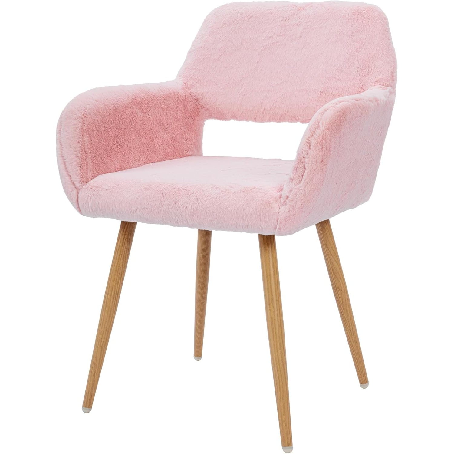 Home Office Faux Fur Dining Chair, Fluffy Makeup Vanity Chair, Comfy ...