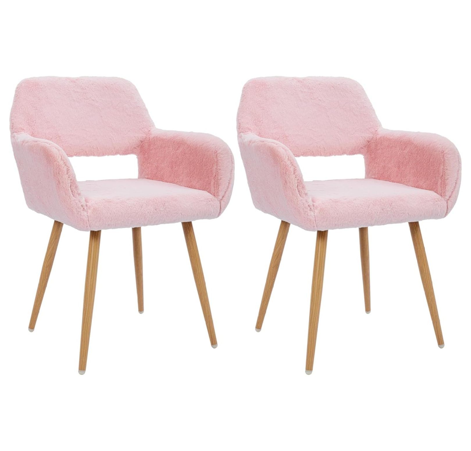 Home Office Faux Fur Dining Chairs Set of 2, Fluffy Makeup Vanity Chair ...