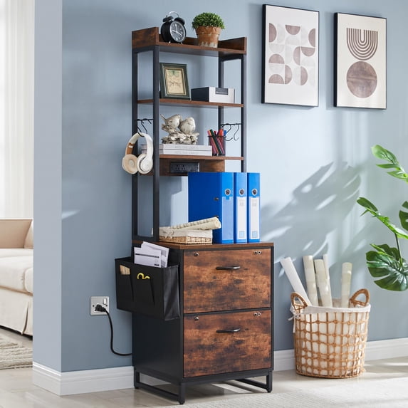 Home Office File Cabinet 2 Drawers, Adjustable Hanging Folders Storage ...
